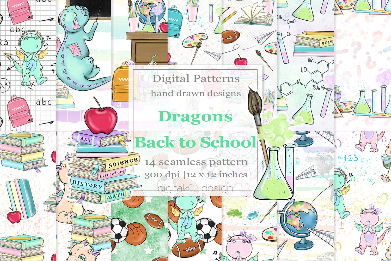 Dragons - Back to School - Digital Pattern (387058) | Patterns | Design ...