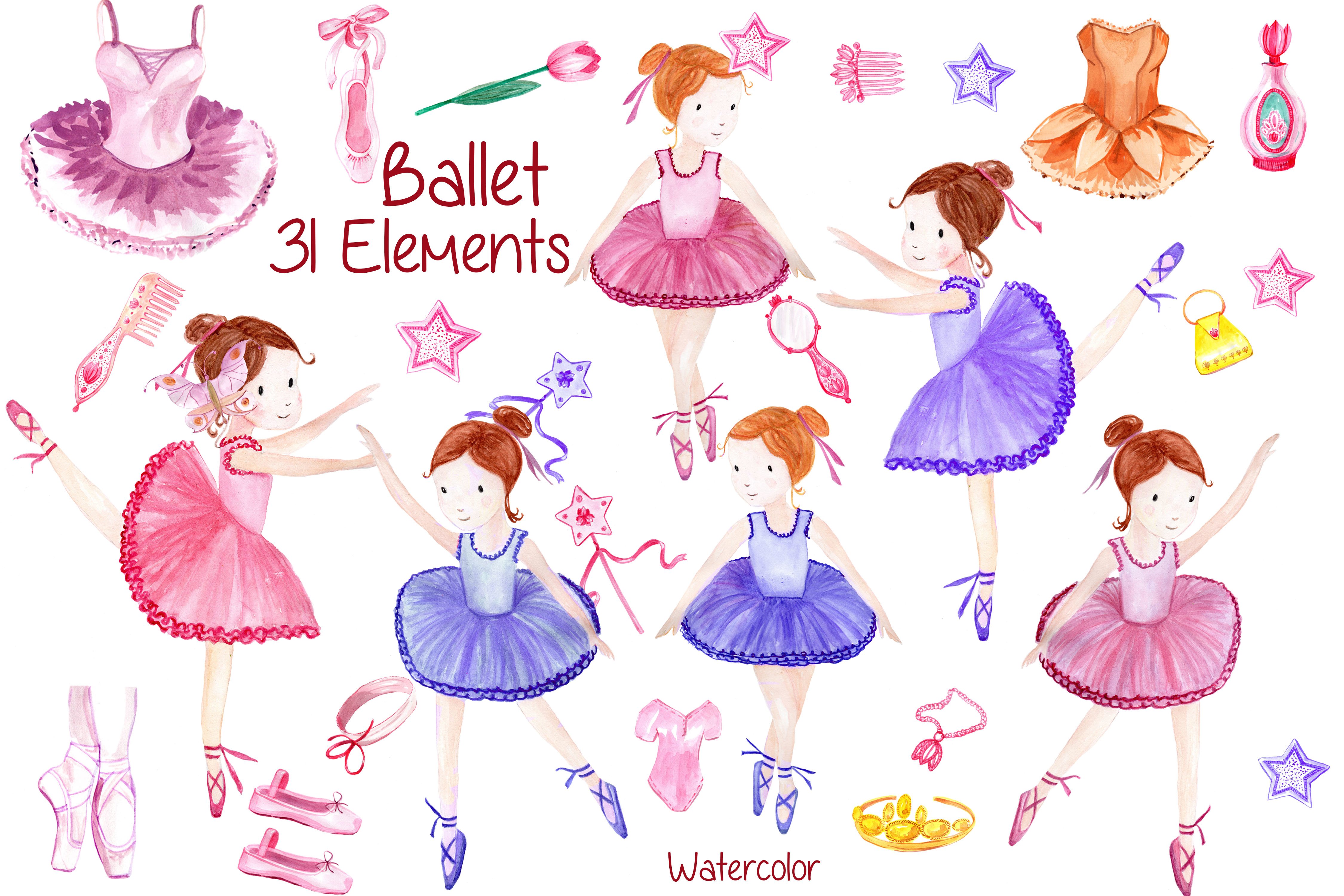 Watercolor ballerina clipart (23964) | Illustrations | Design Bundles