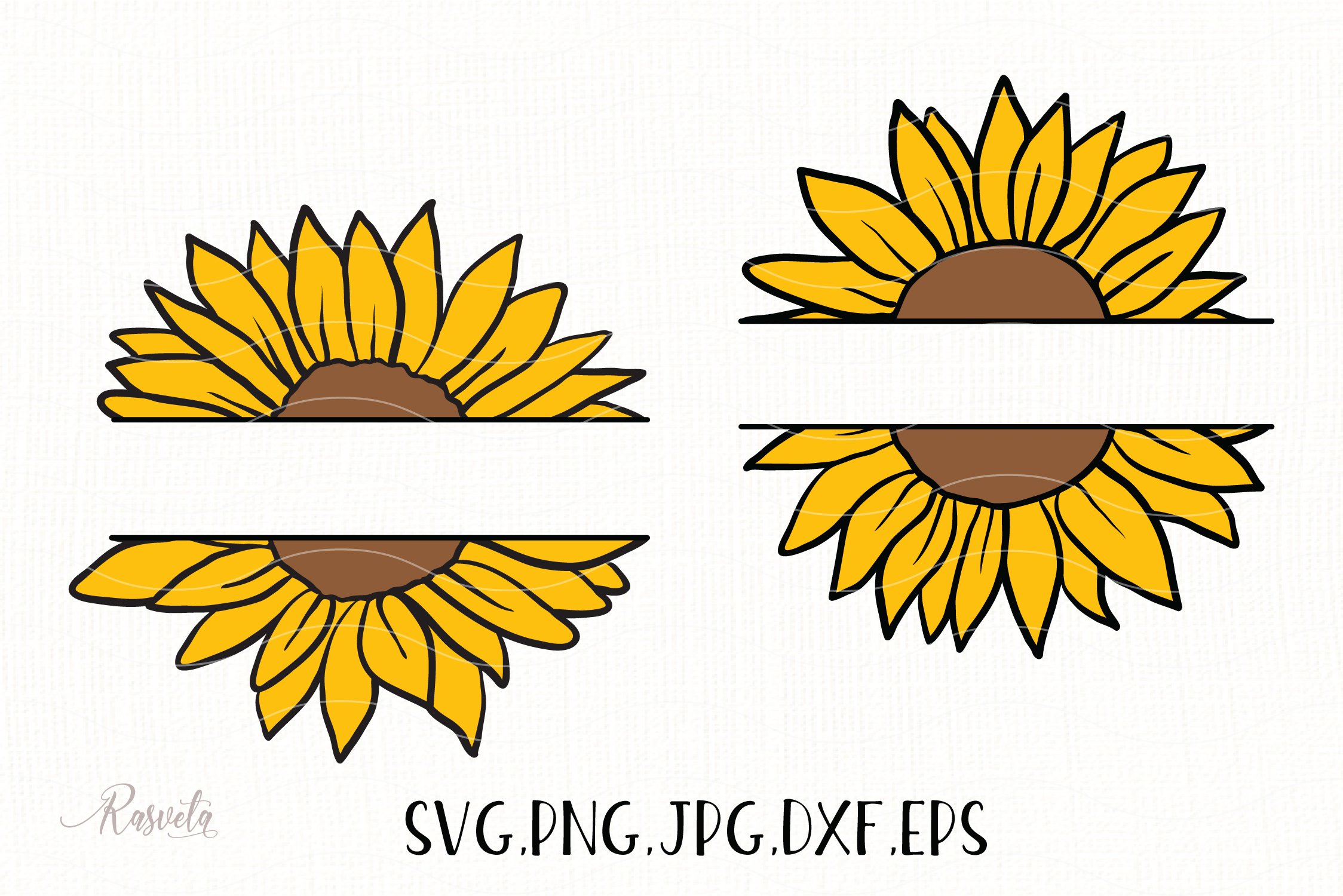 Sunflower Monogram Frames/ 2 (829351) | Illustrations | Design Bundles