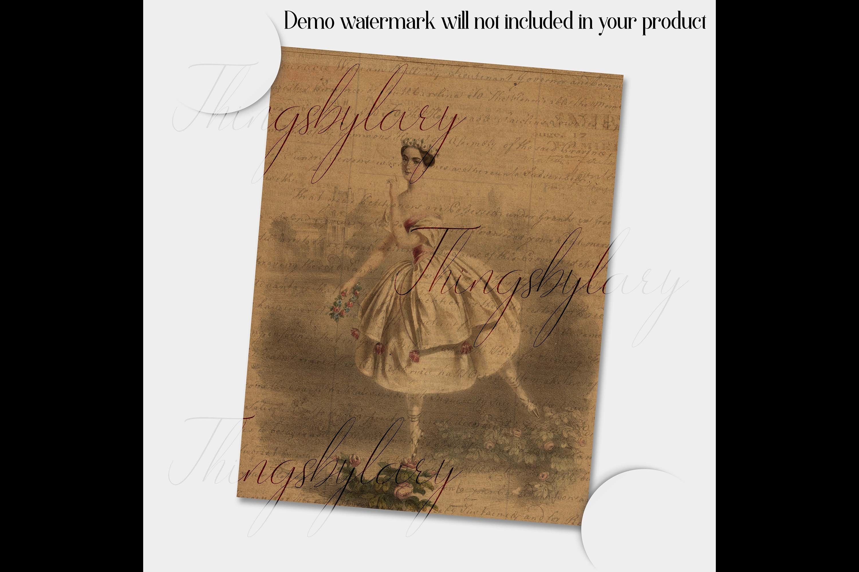 16 Antique Ephemera Dancing Ballerina Digital Papers 8.5x11' (360684 ...