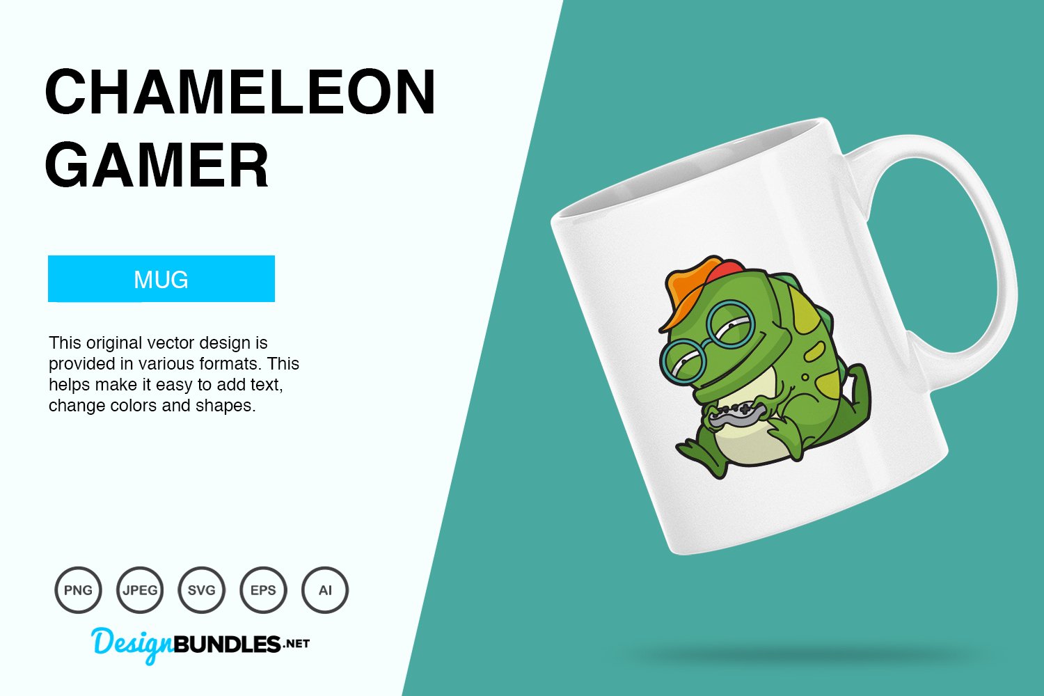 Chameleon Gamer Vector Illustration