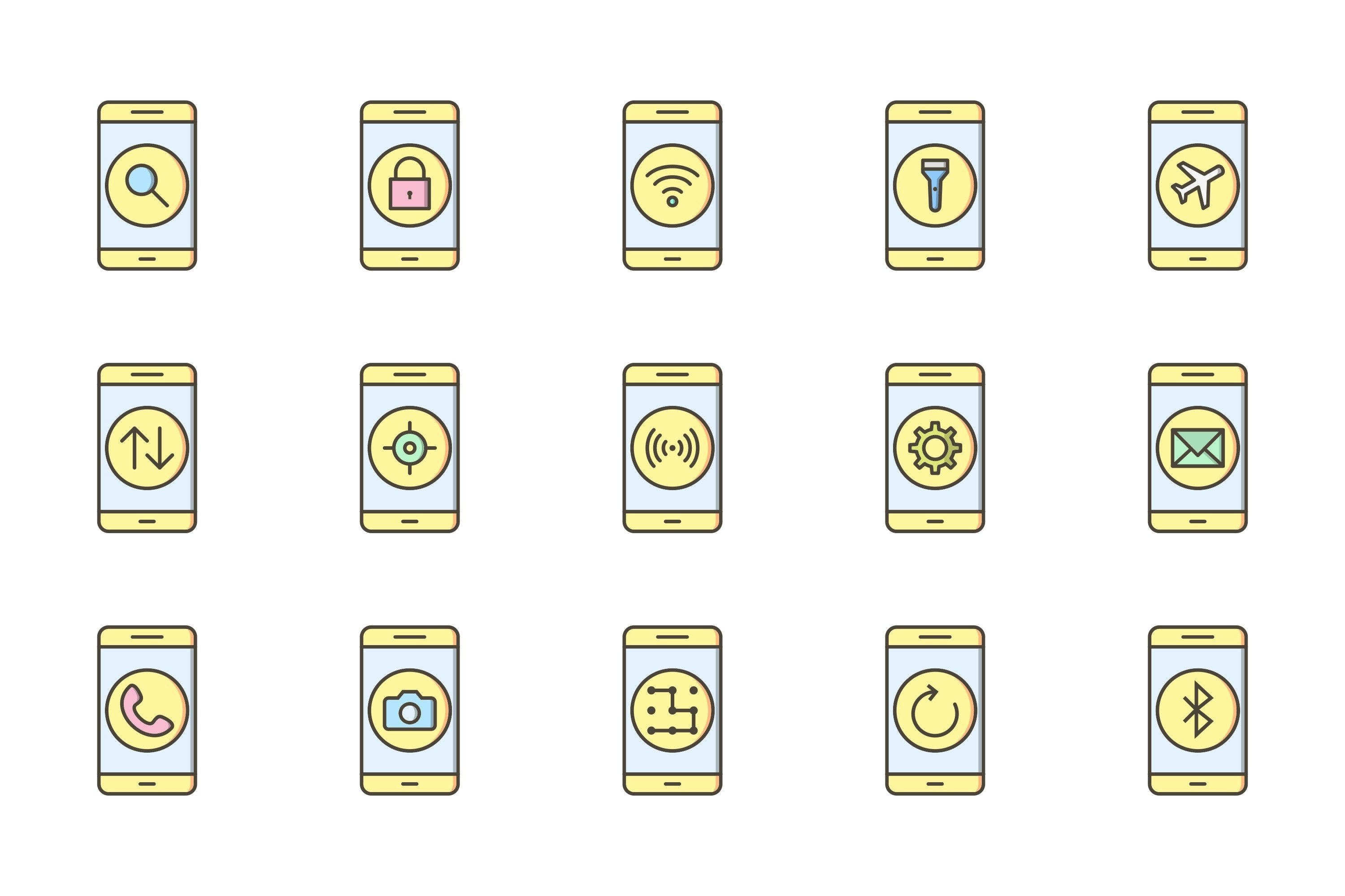 Set Of Mobile Apps Icons (445472) | Icons | Design Bundles