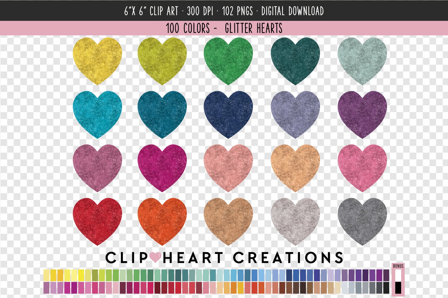 Glitter Hearts Clip Art - 100 Clip Art Graphics (145608 ...