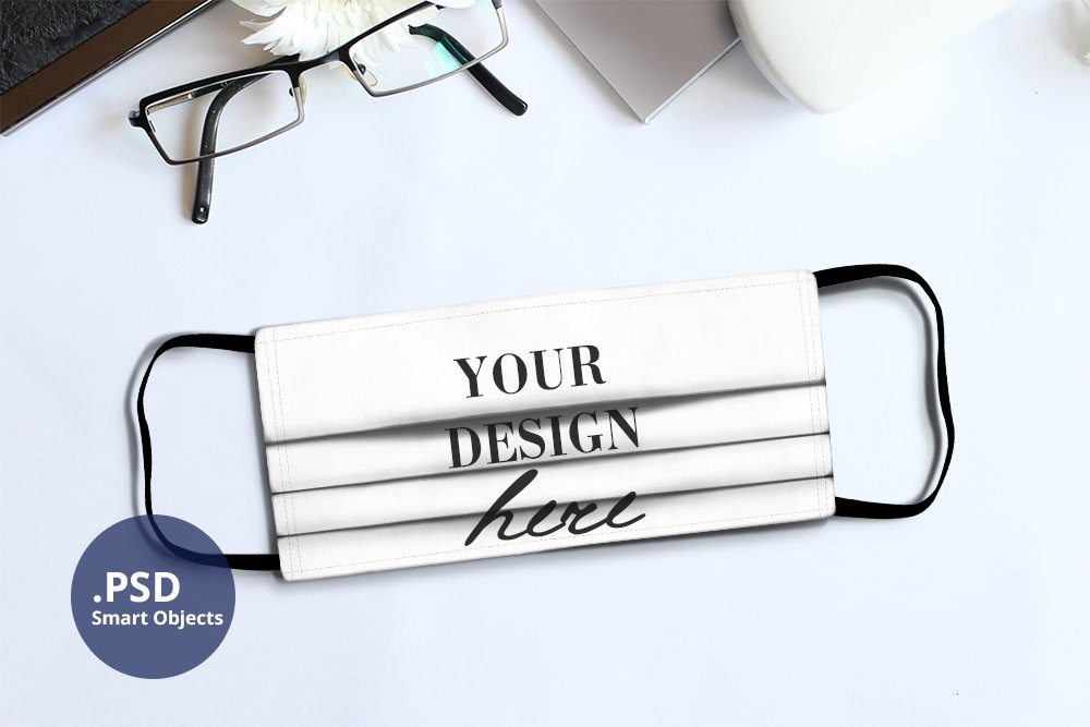 Accordion Face mask Mockup PSD, Layer style mask mockup PSD