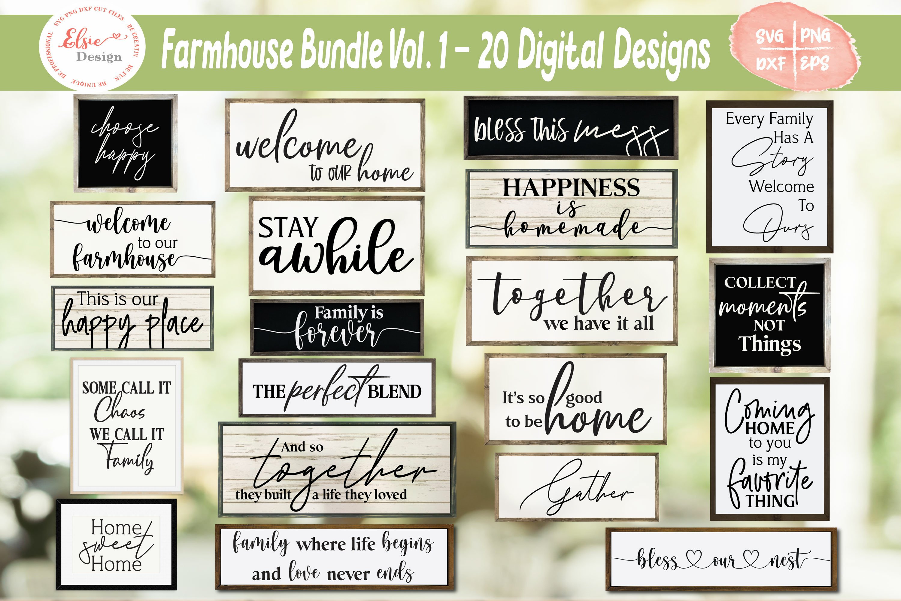 Kits & How To Calligraphy Farmhouse Vertical Sign Bundle Cut File ONLY ...