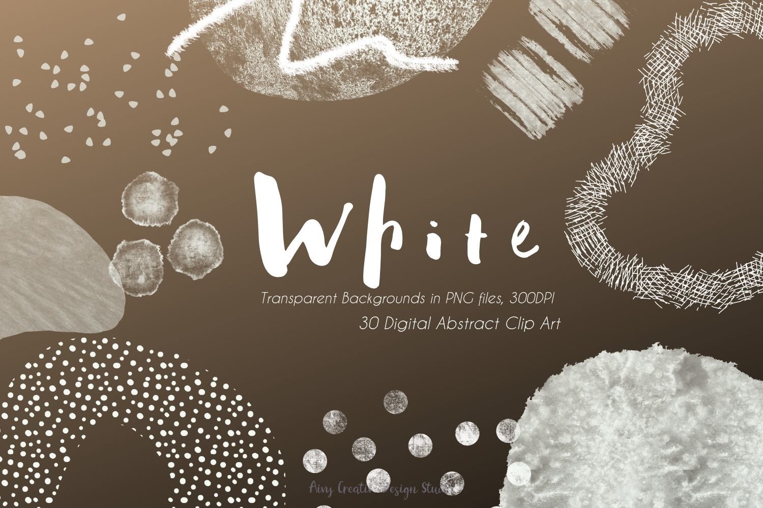 30 Hand Drawn White Abstract Clip Art (299890) | Illustrations | Design ...