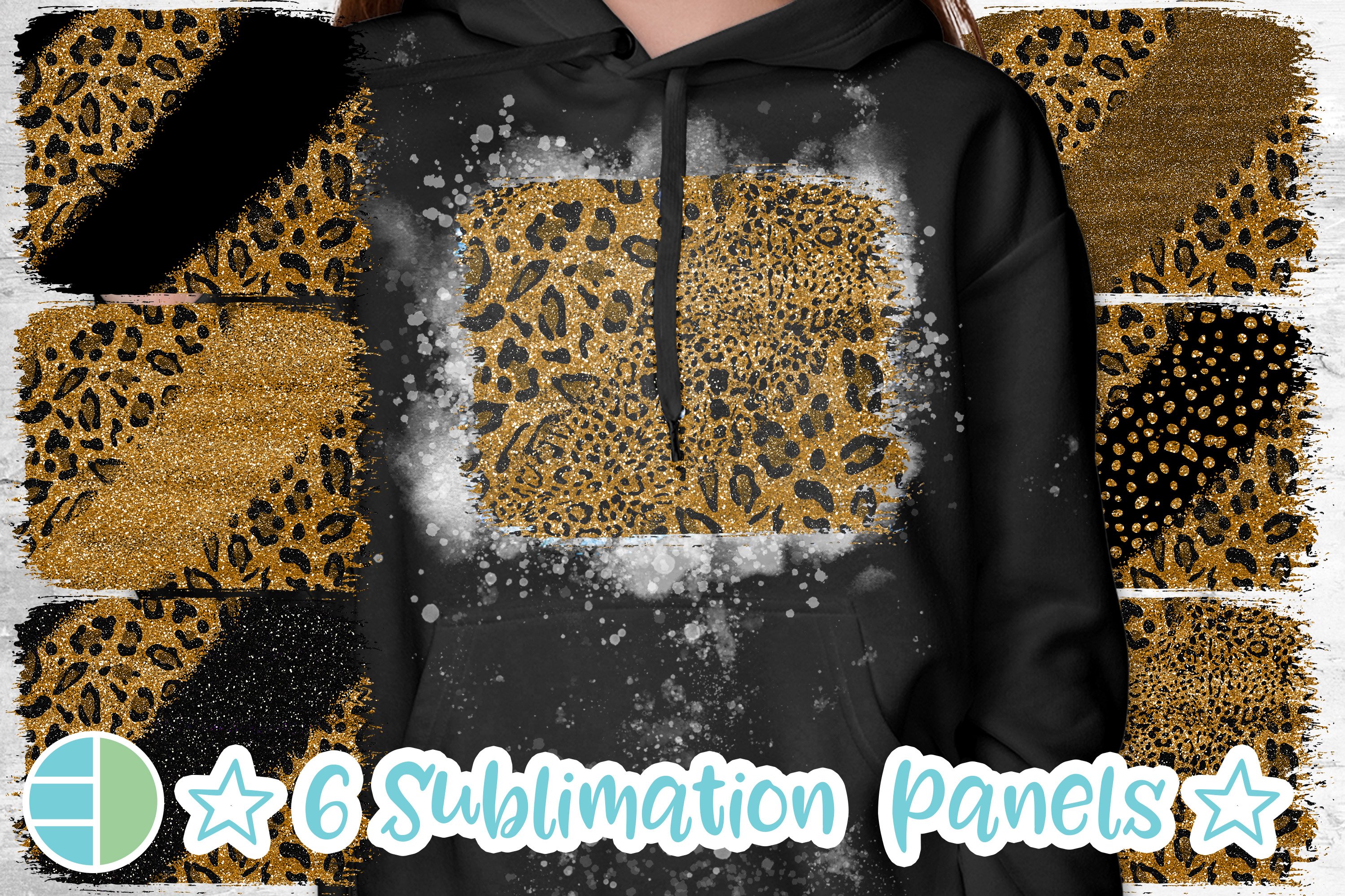 Leopard Print Sublimation Bleach Effect - Glitter Background (1260009 ...