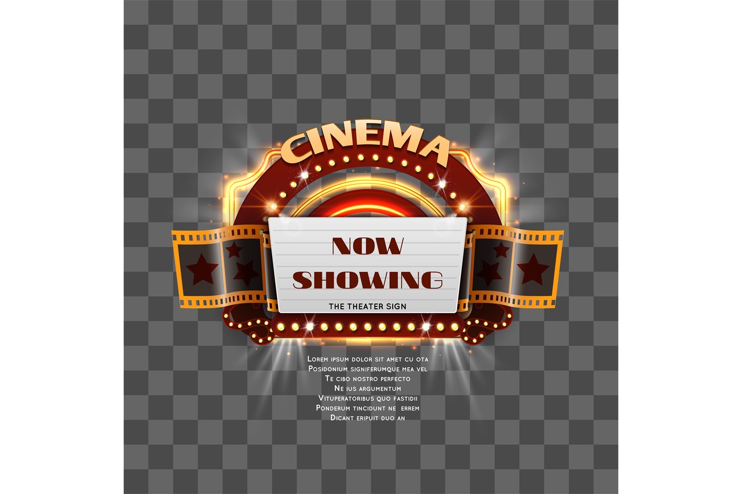 Vintage cinema sign isolated (892420) | Illustrations | Design Bundles