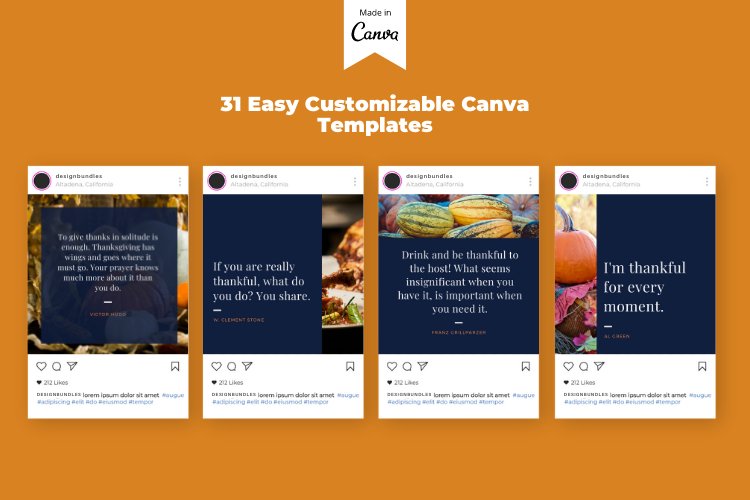 31 Customizable Thanksgiving Quotes Canva Templates