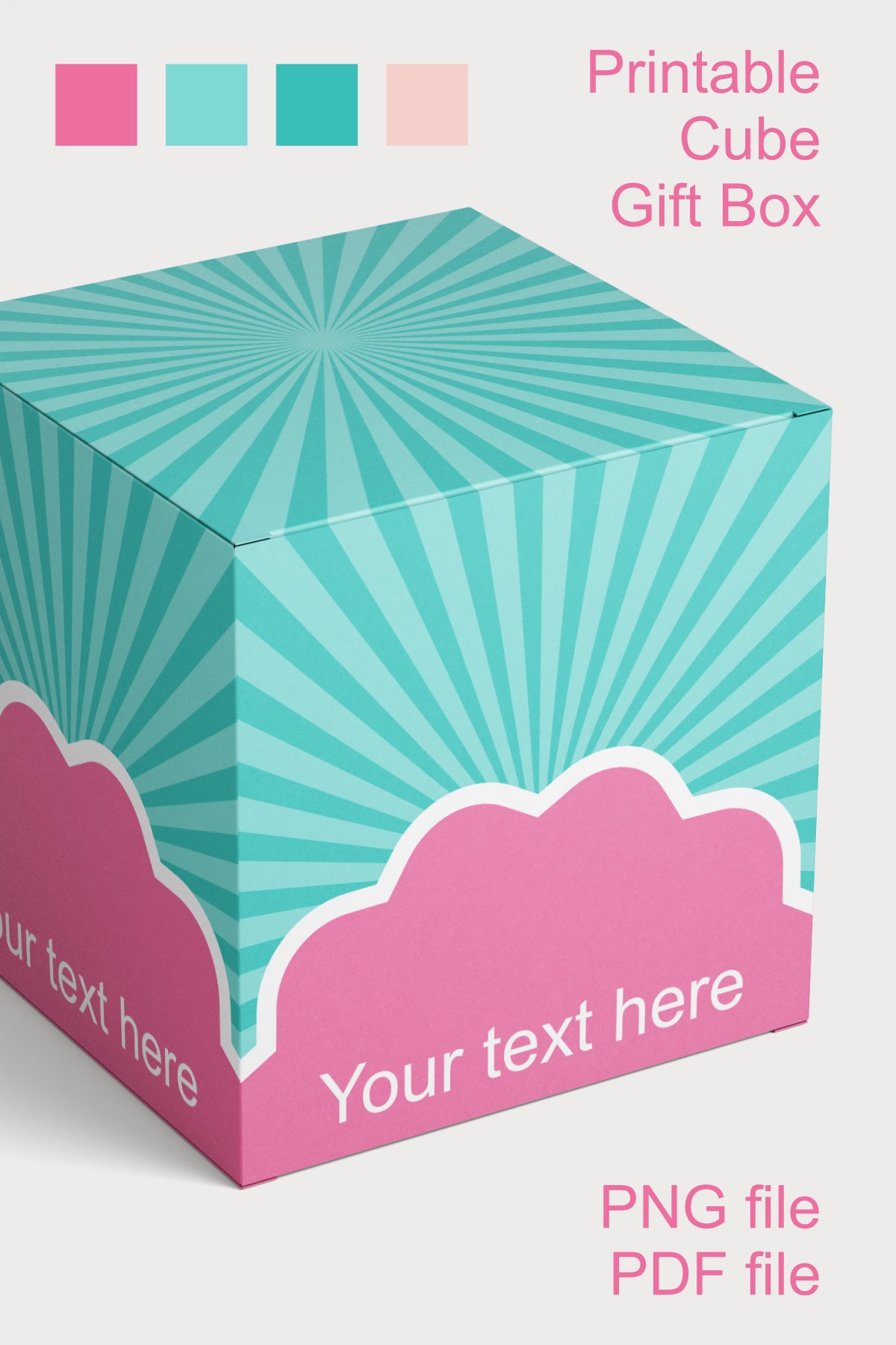 Printable Cube Gift Box in Summer Blue for Small Party Favor
