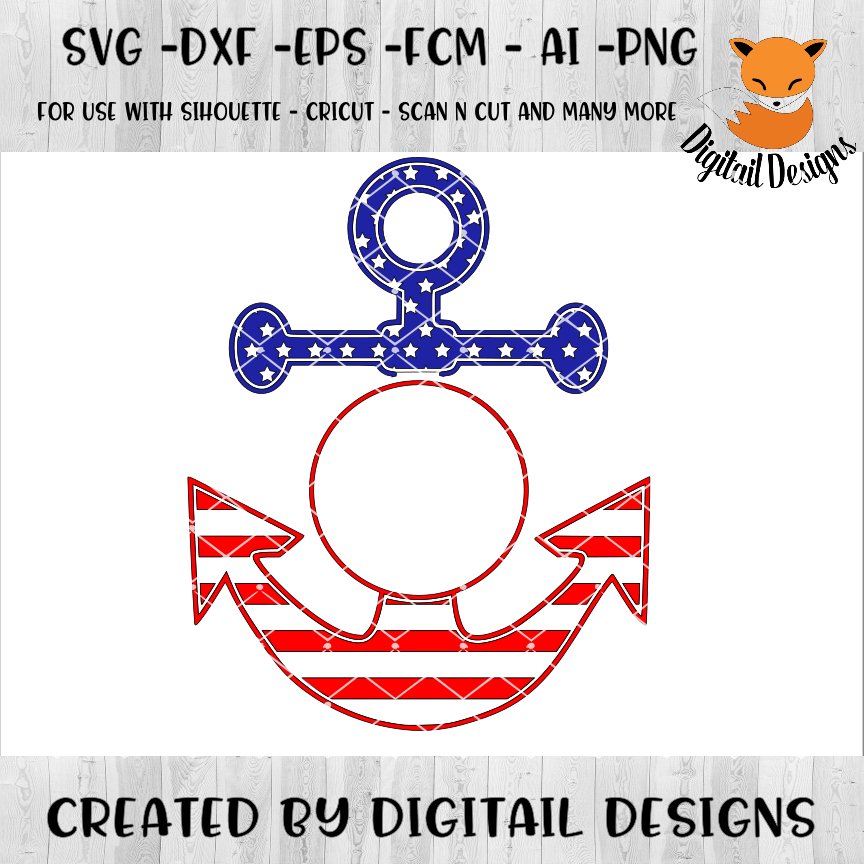 Anchor Monogram Frame SVG - png - eps - dxf - ai - fcm - Patriotic SVG ...