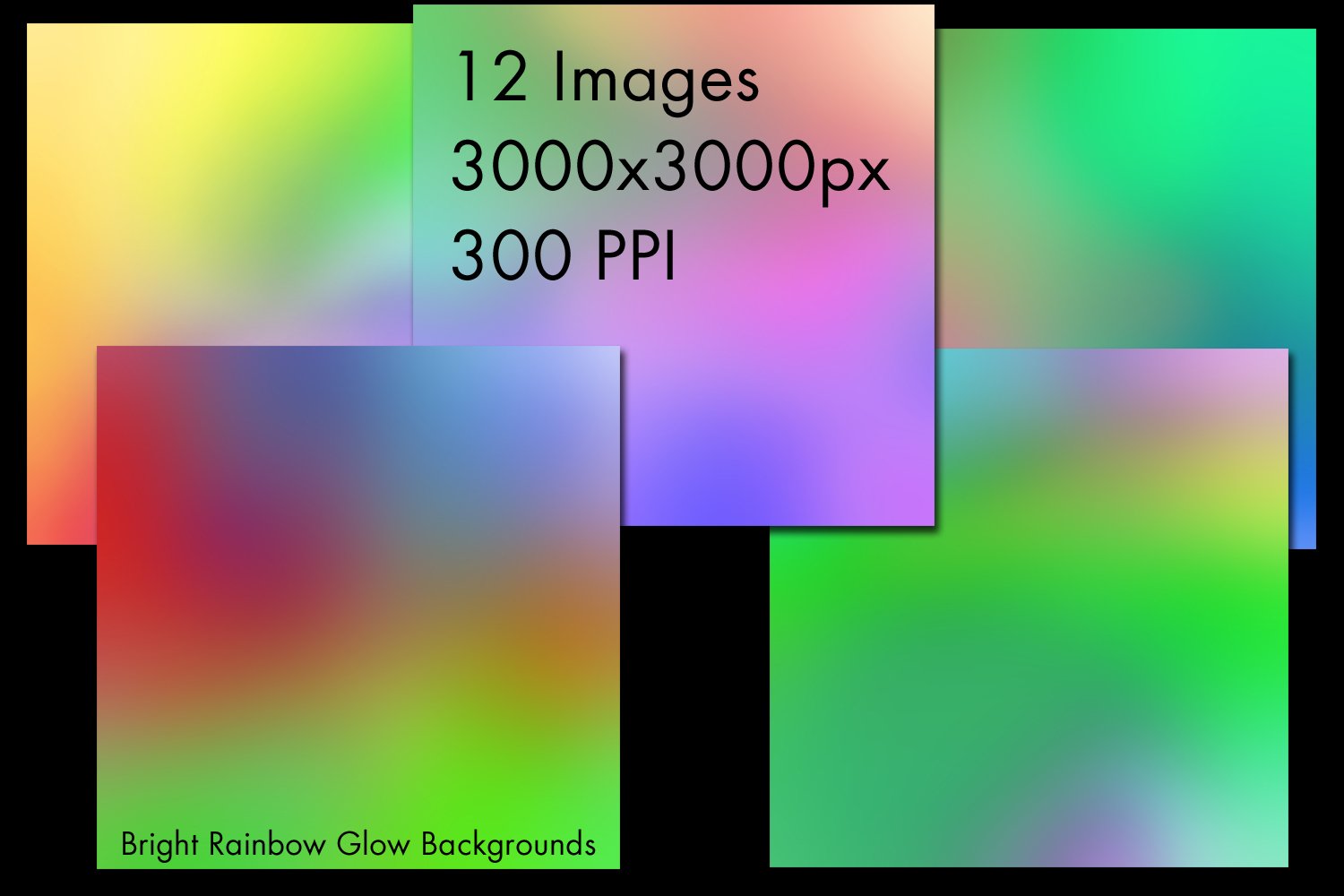 Bright Rainbow Glow Backgrounds - 12 Image Textures Set (168187 ...