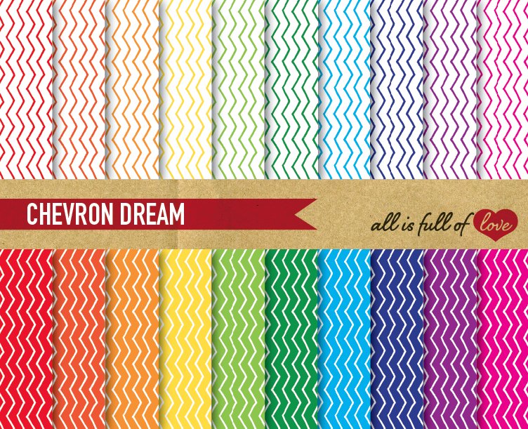 Chevron Digital Paper in Rainbow Colors Background Paper Zig Zag ...