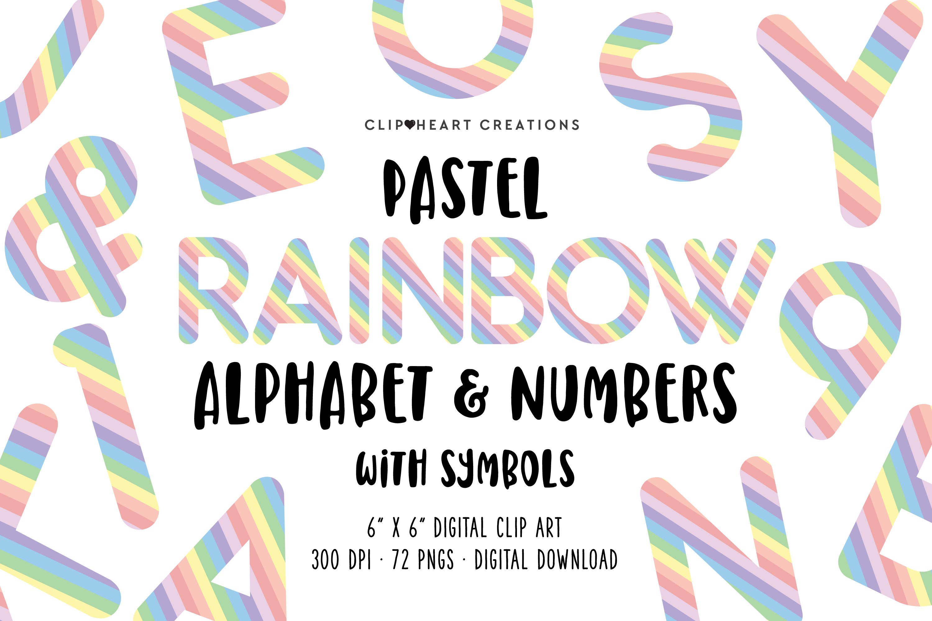 Pastel Rainbow Alphabet & Numbers with Symbols (409072) | Illustrations ...