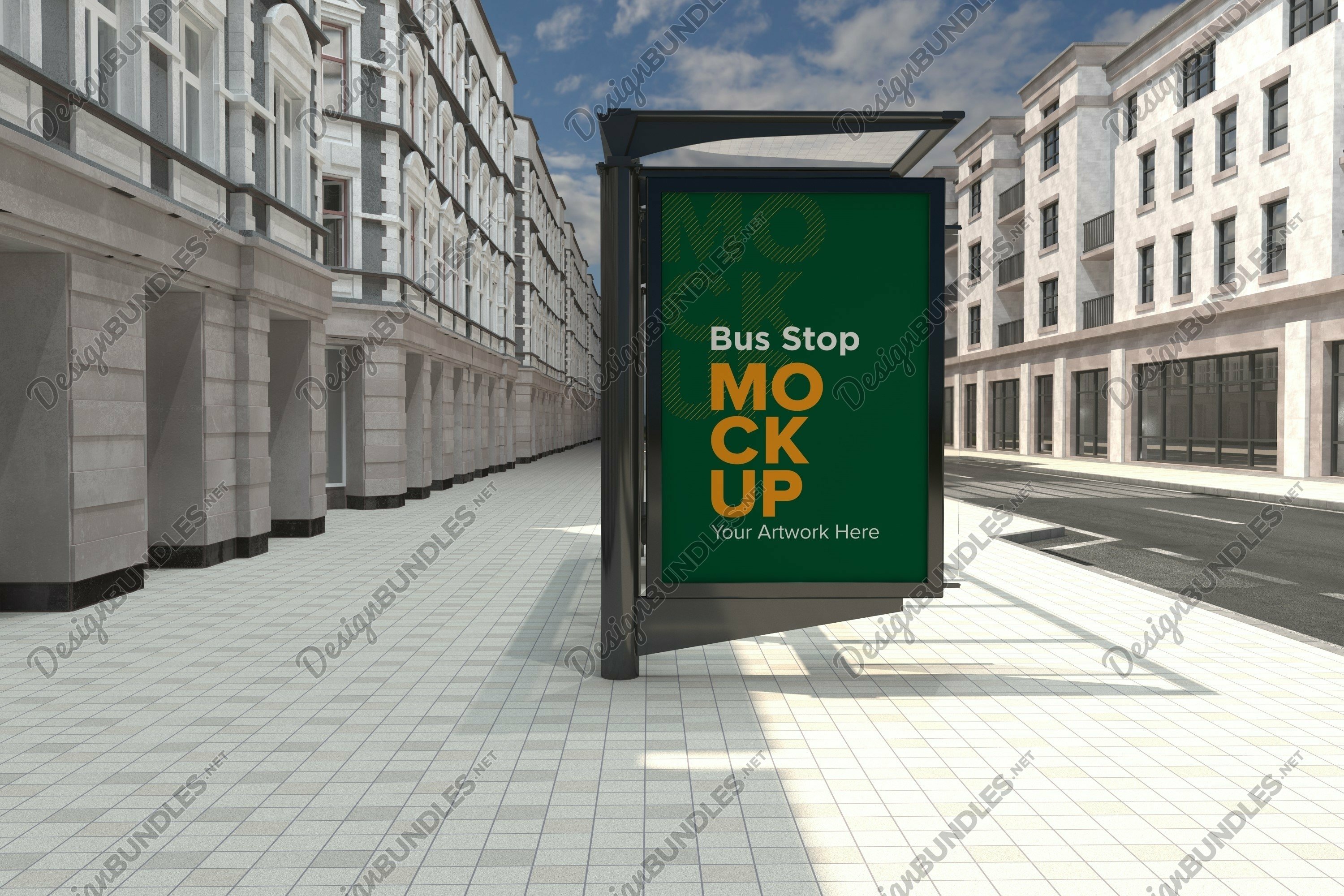 City Bus Stop Signage Mockup (1847770)
