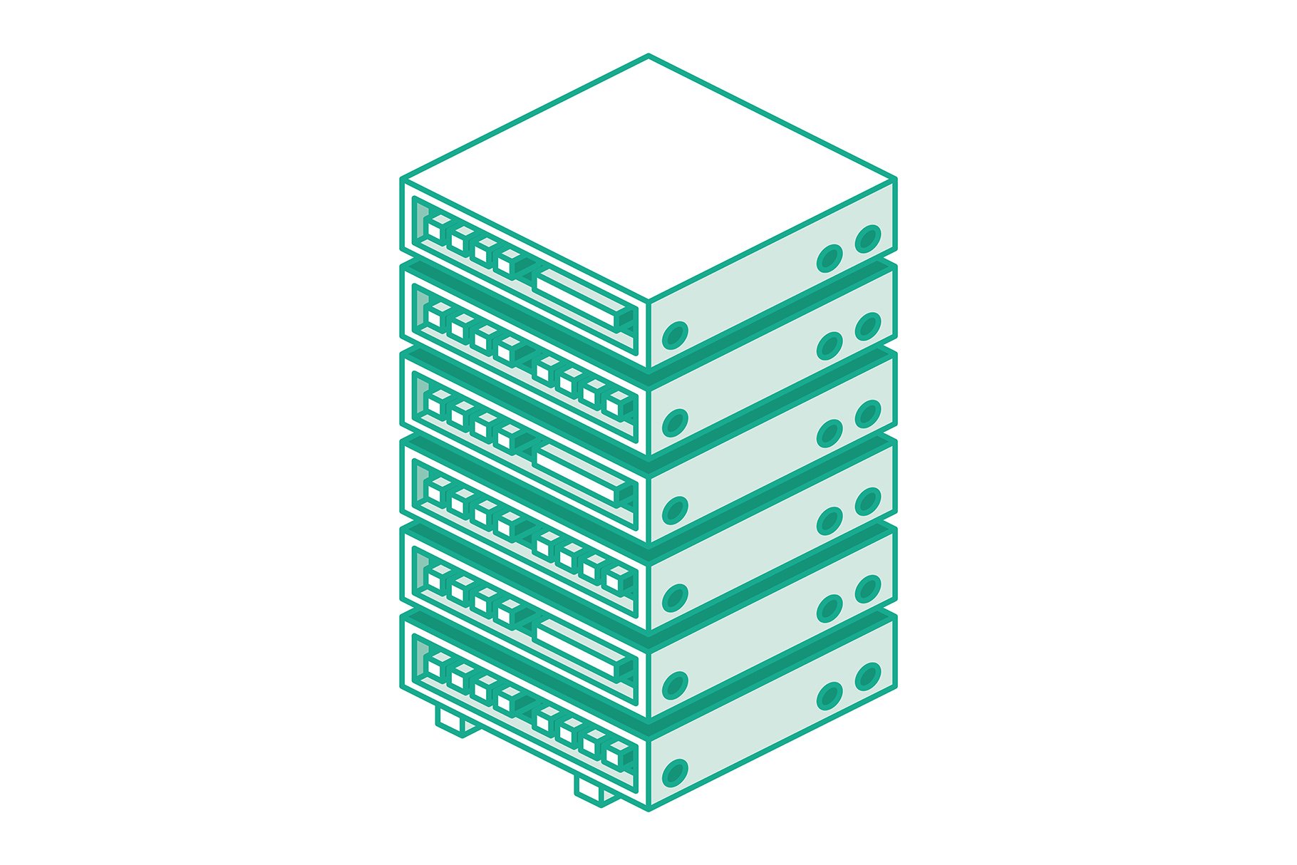 Server Rack Isometric Outline Object Isolated on White. (1176107 ...