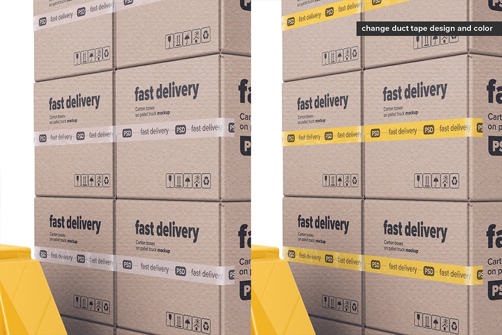 Carton Boxes On Pallet Truck Mockup (963729) | Branding | Design Bundles