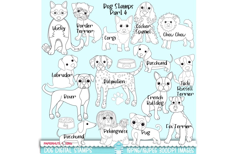 Dogs Stamp Clipart Part 4 Digital Black and White Dogs (1199841 ...