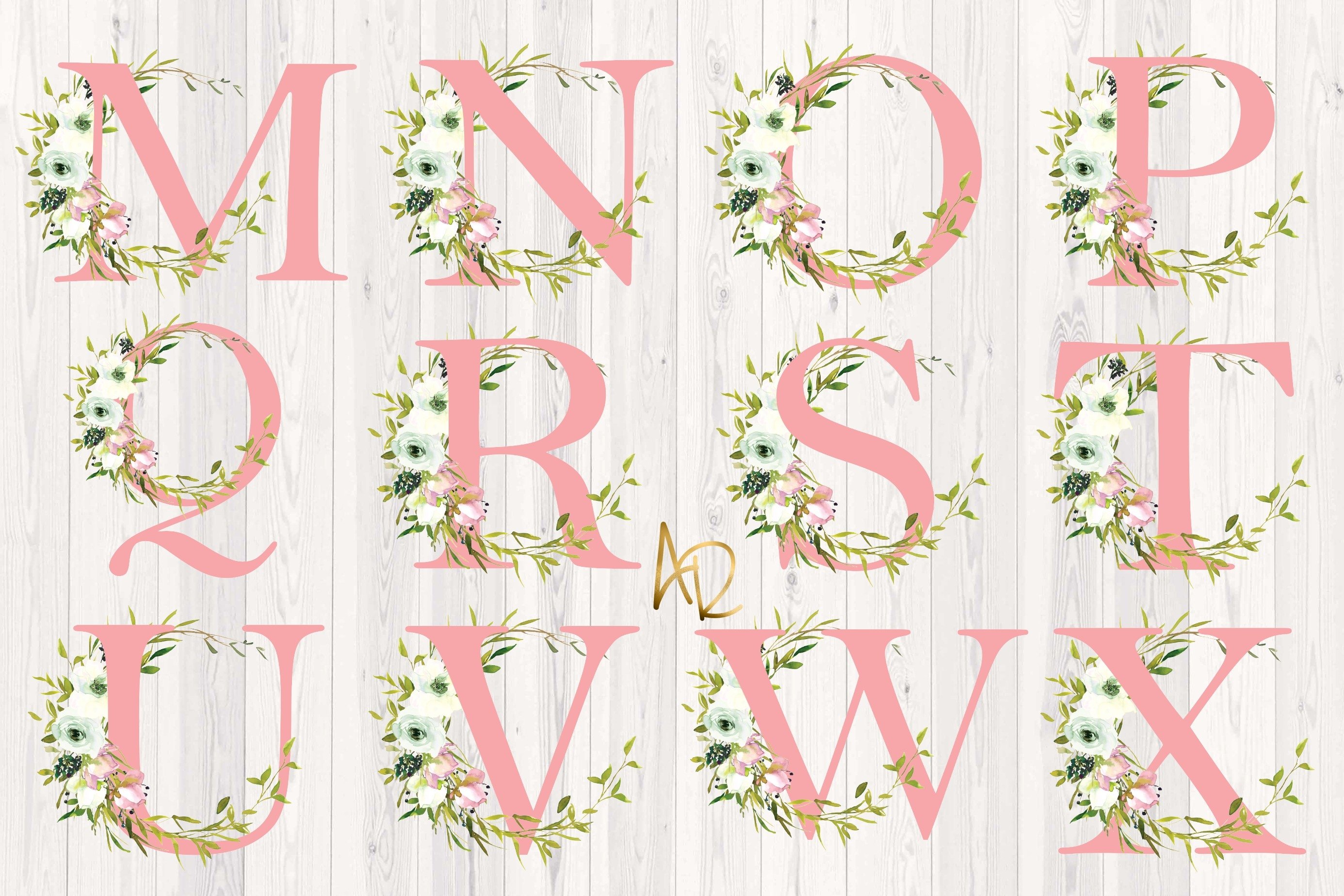 Watercolor Floral Alphabet set for Sublimation Letter bundle (1020850 ...