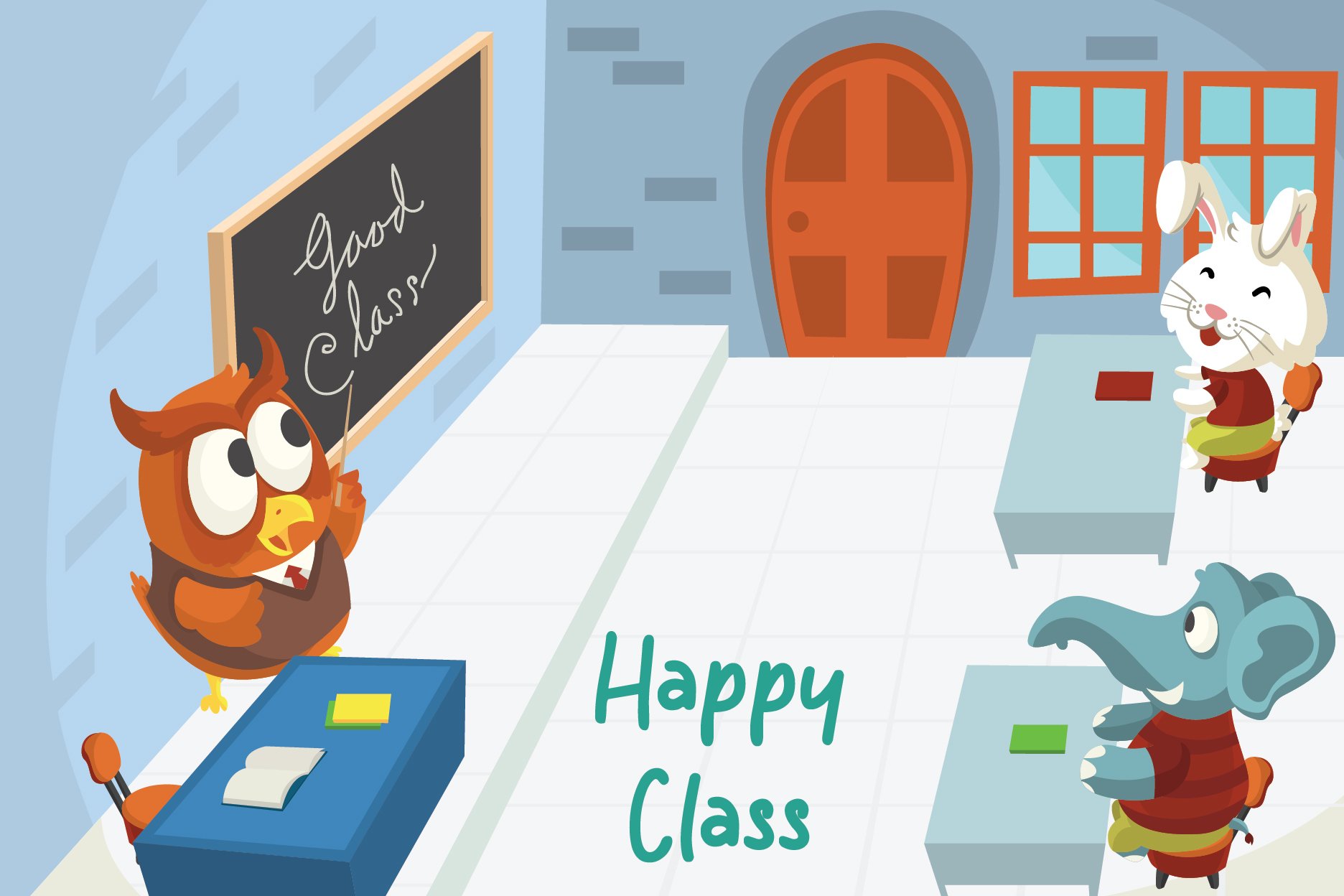 Happy Class - Vector Illustration (321018) | Illustrations | Design Bundles