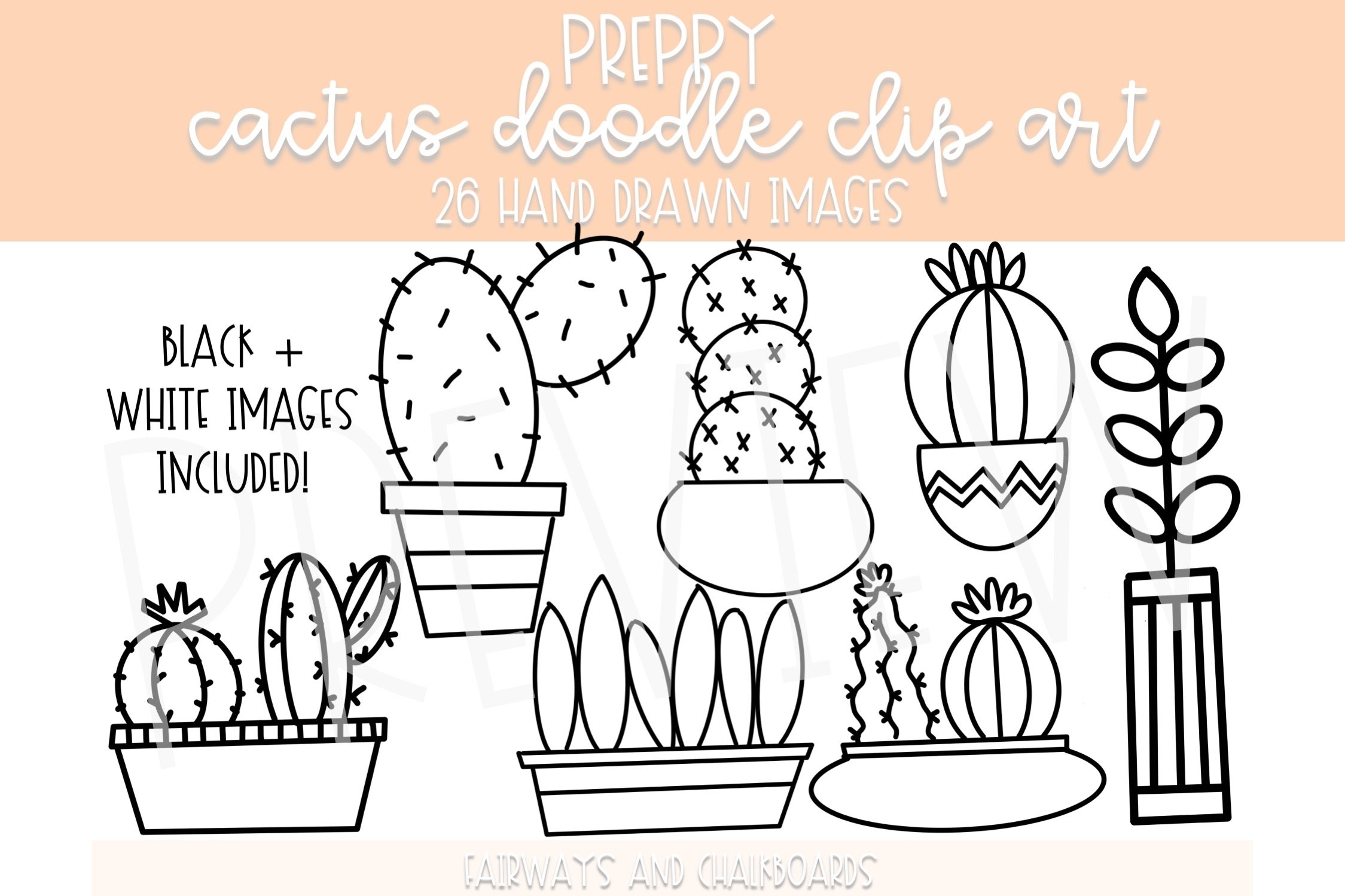 Cactus Clip Art Free Black And White