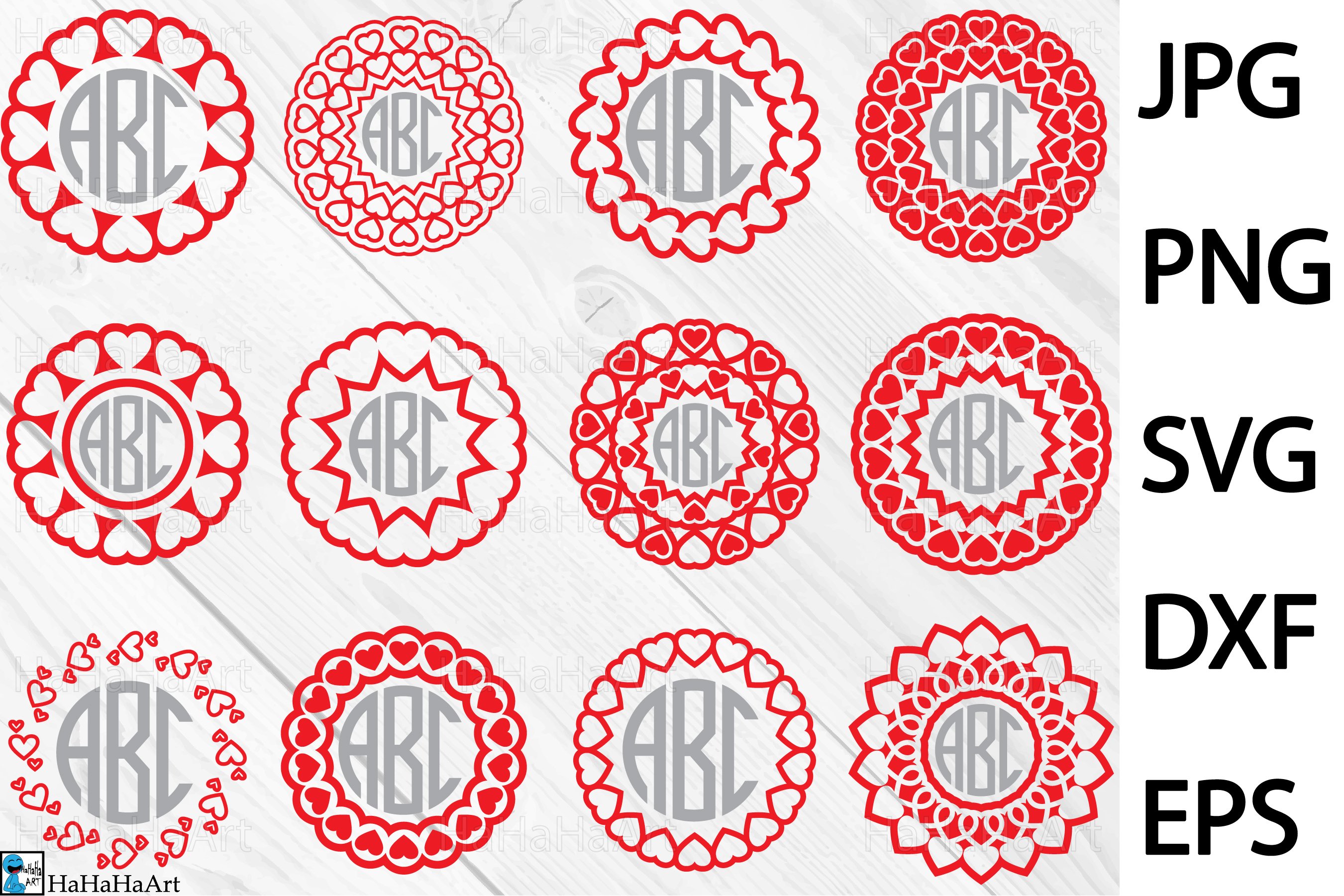 Love Monogram Circle V2 - Clip art / Cutting Files 295c (333007 ...