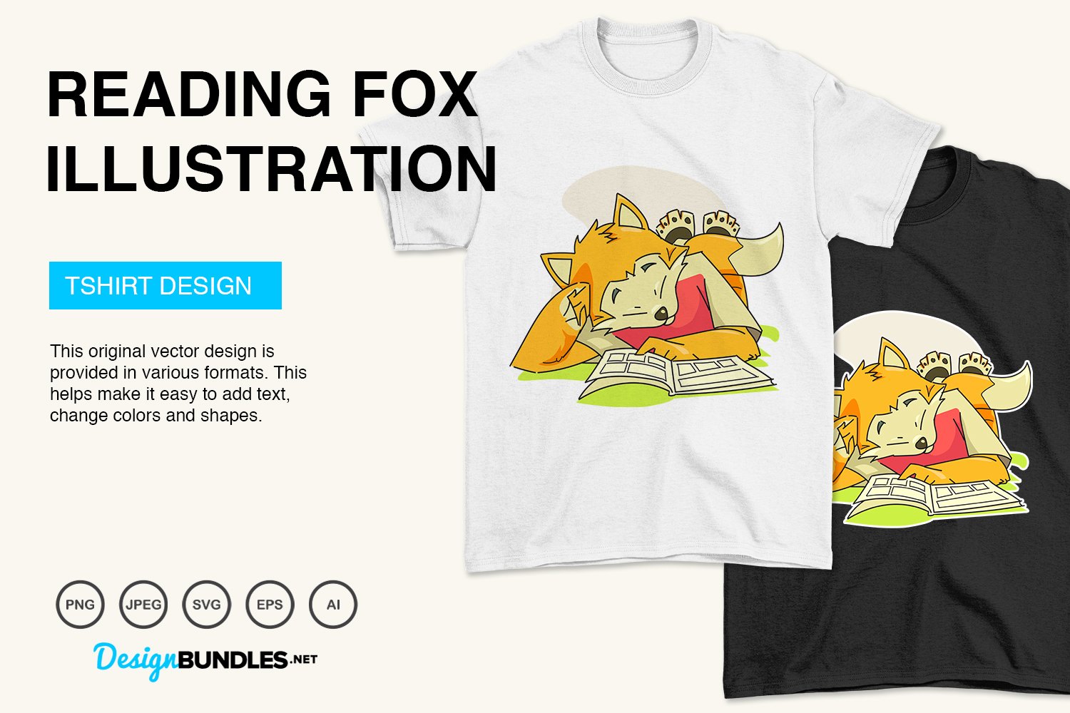 Reading Fox Vector Illustration
