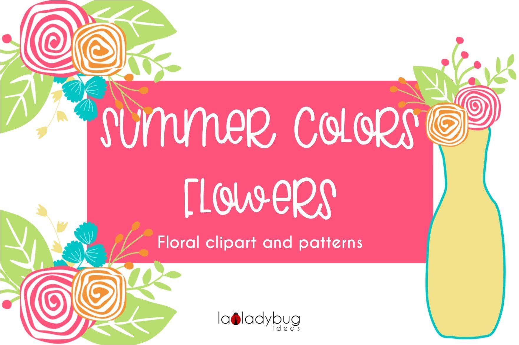 Summer colors flowers. Clip art and digital papers collection. (24531 ...