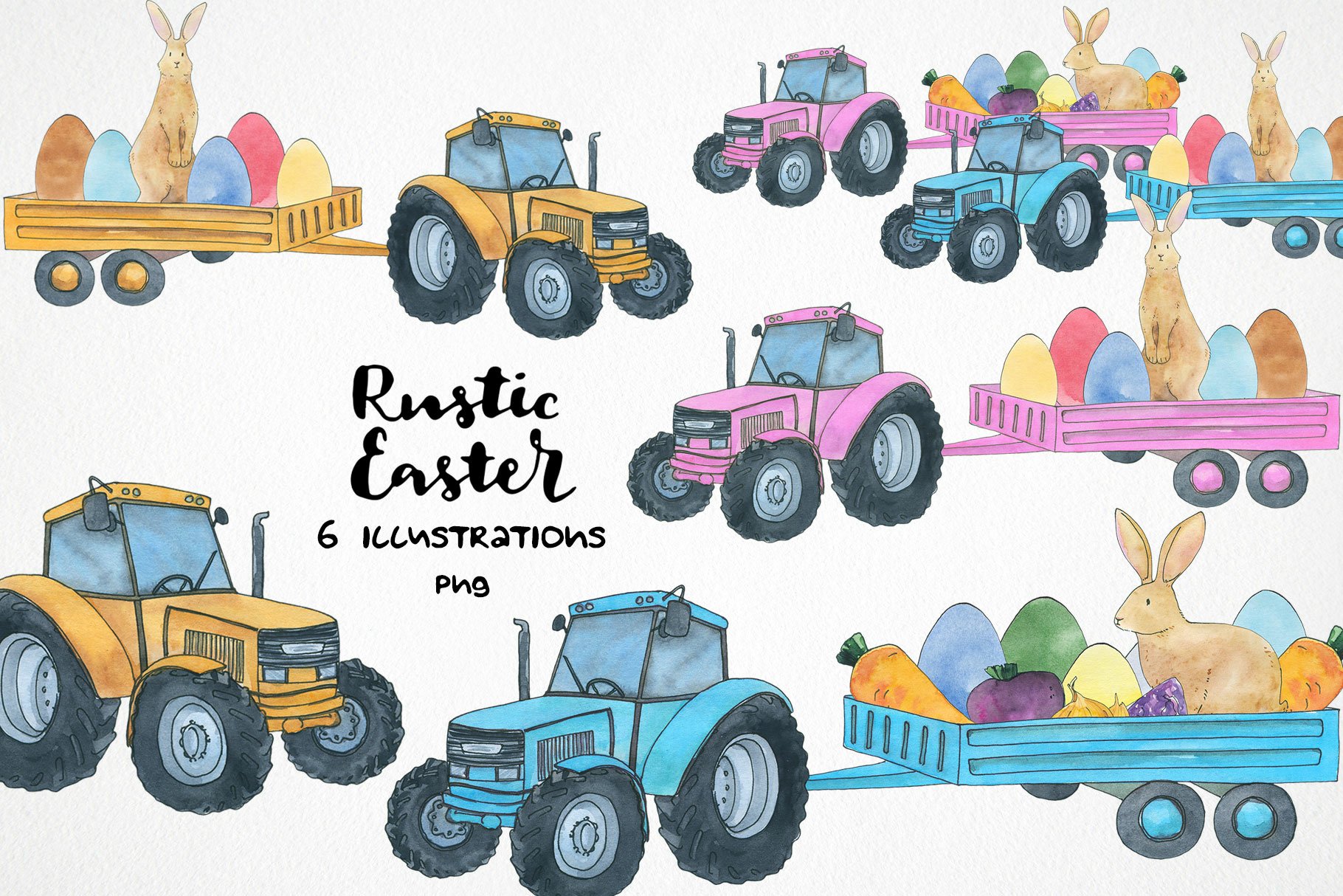watercolor easter tractor png, easter bunny clipart (1163296) | Clipart ...