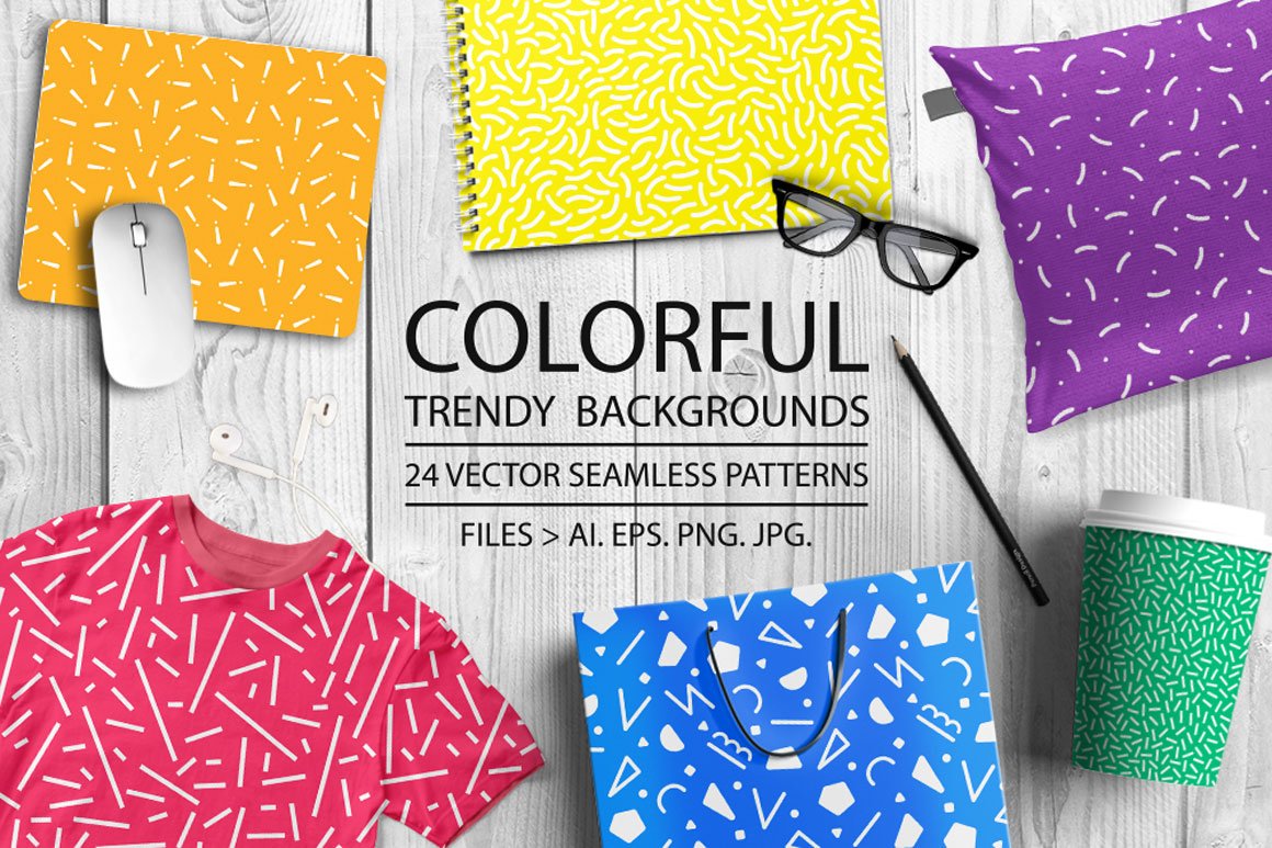 Colorful trendy seamless patterns