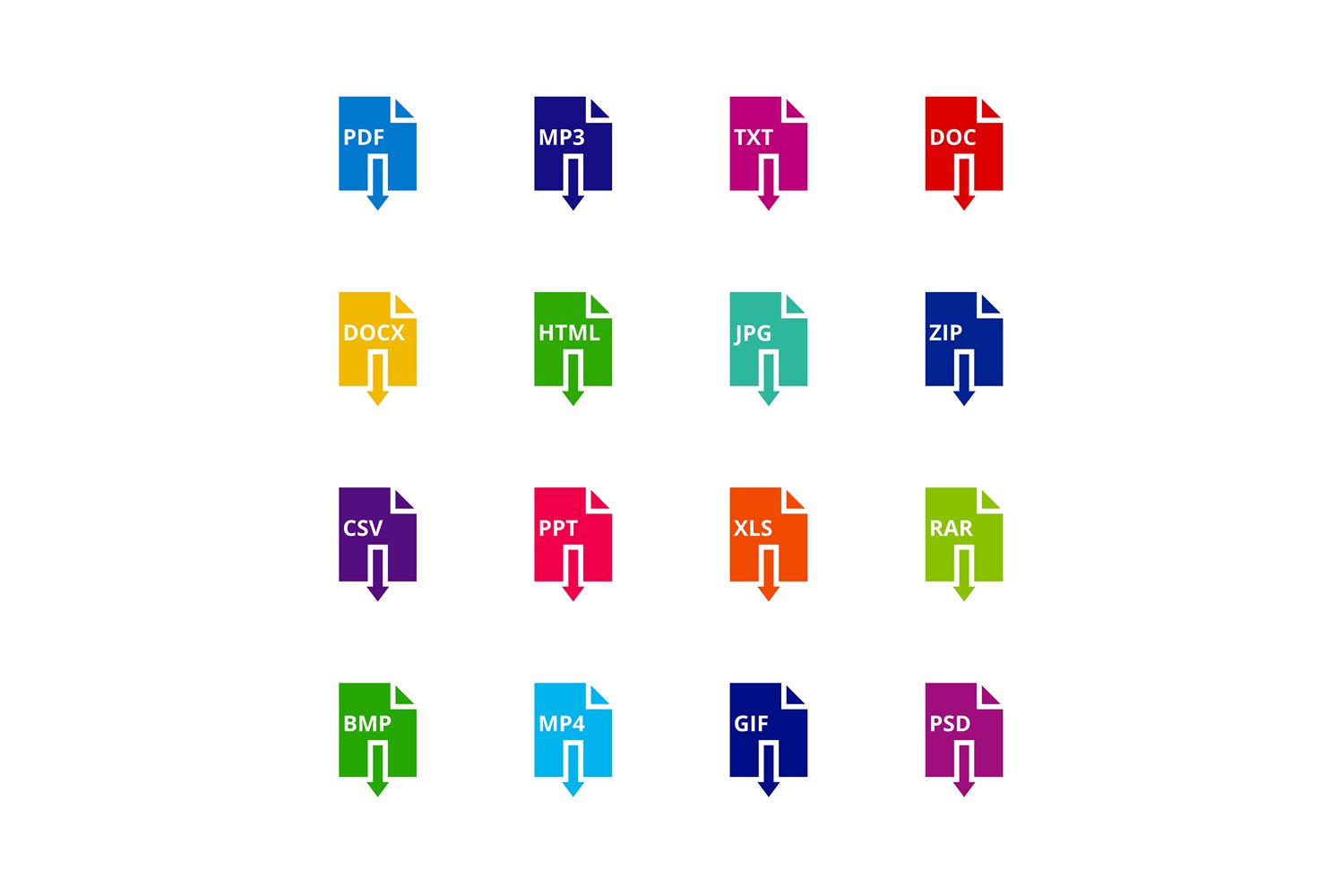 File format extensions icons. Pdf, mp3, txt, doc, docx, html (911125 ...