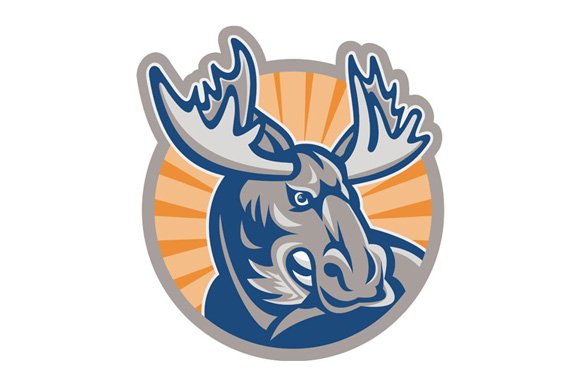 Angry Moose Mascot Retro
