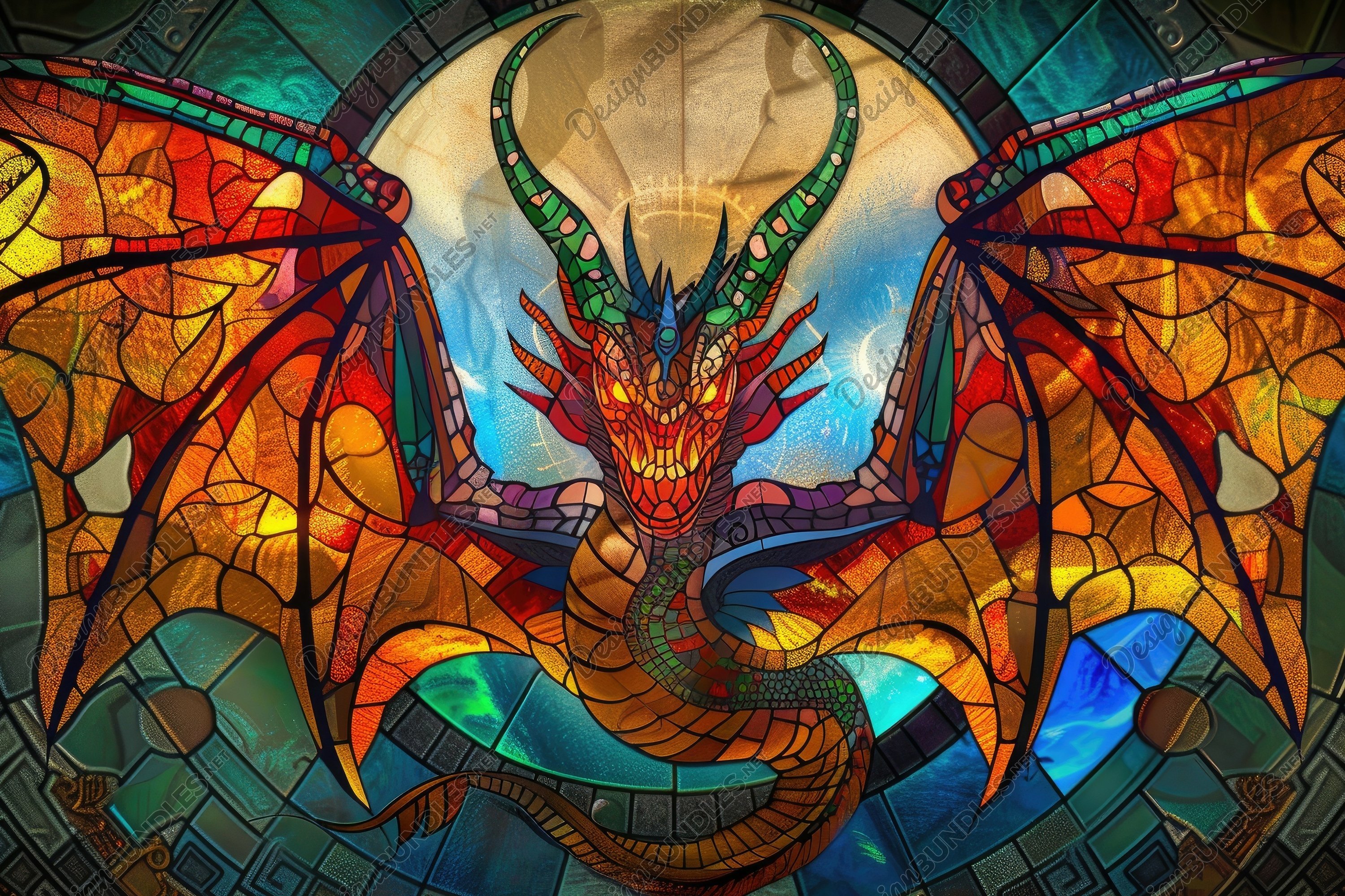 Medieval Dragon Stained Glass Patterns