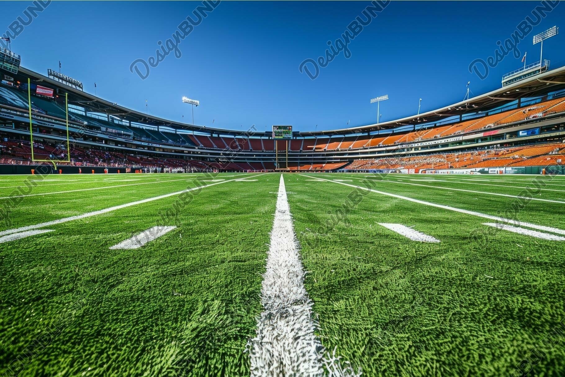 American Football Field With Football