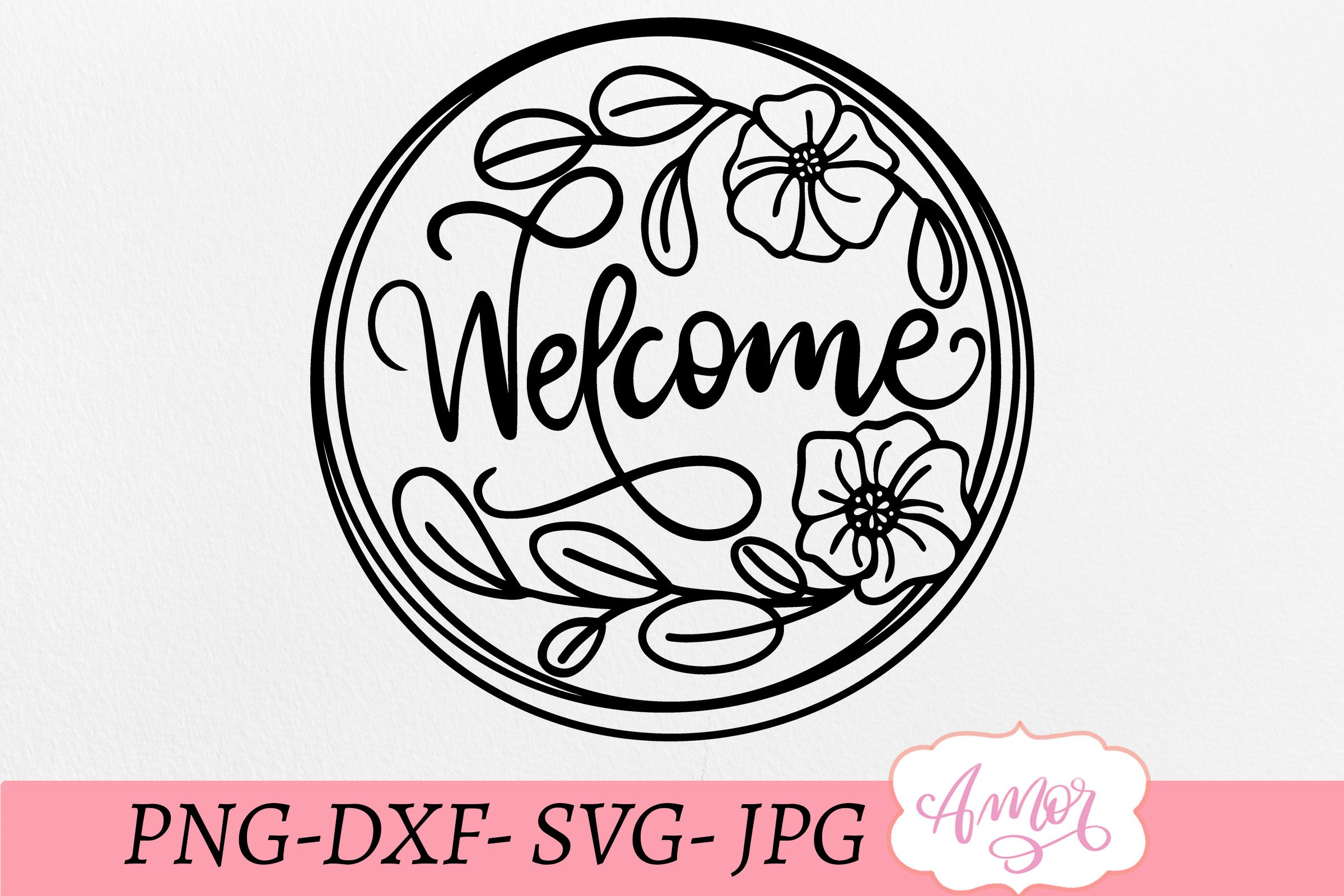 Welcome round sign svg, Porch sign svg (1236208) | Hand Lettered ...
