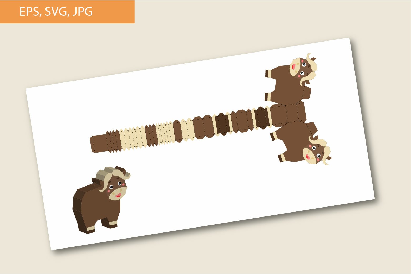 Musk-ox Party Favor Box Template SVG, Pinata Template SVG (1337613 ...