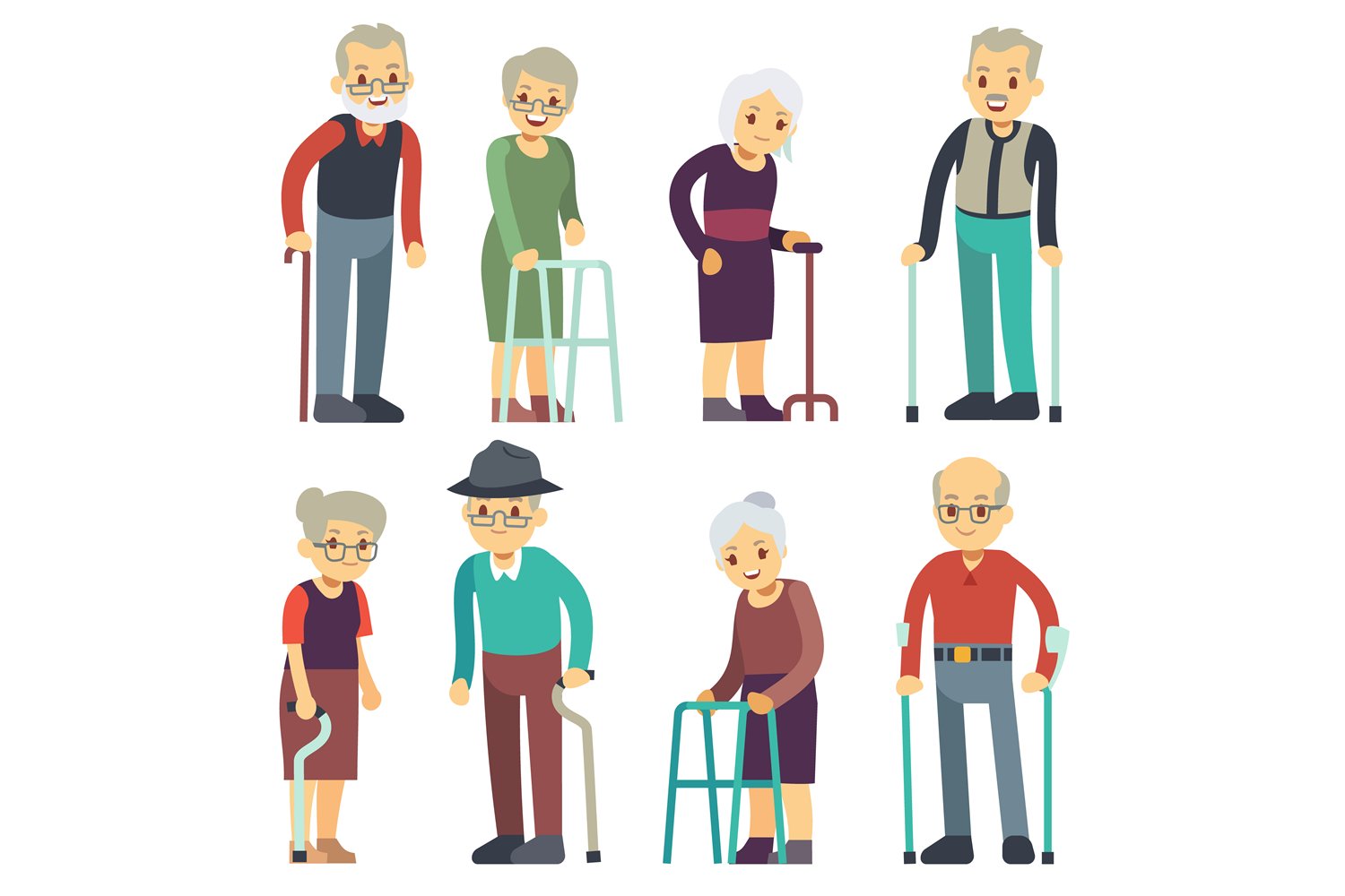 Old people cartoon vector characters set. Senior man and wom (890778 ...