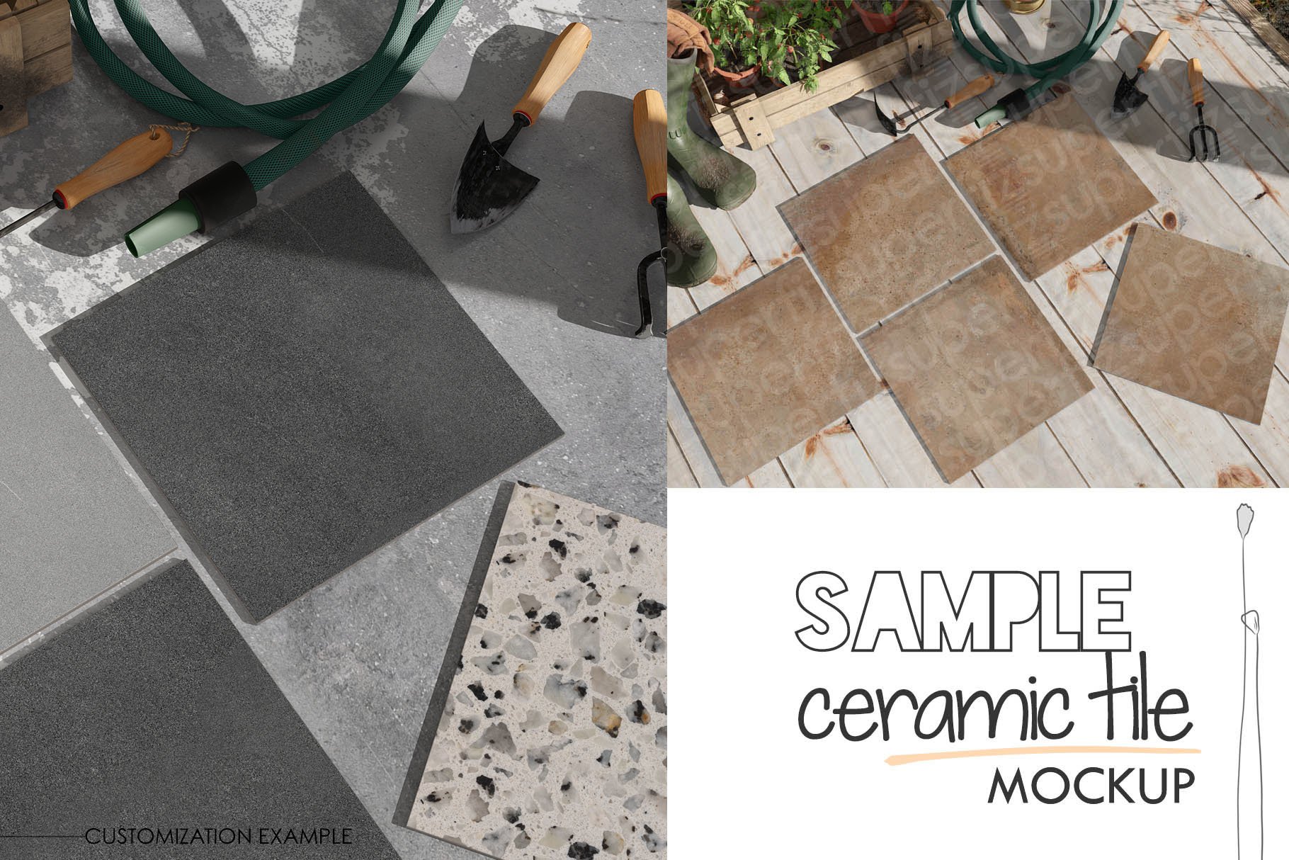 Sample Ceramic Tile Mockup PSD SM94Q (306388) | Exhibition | Design Bundles
