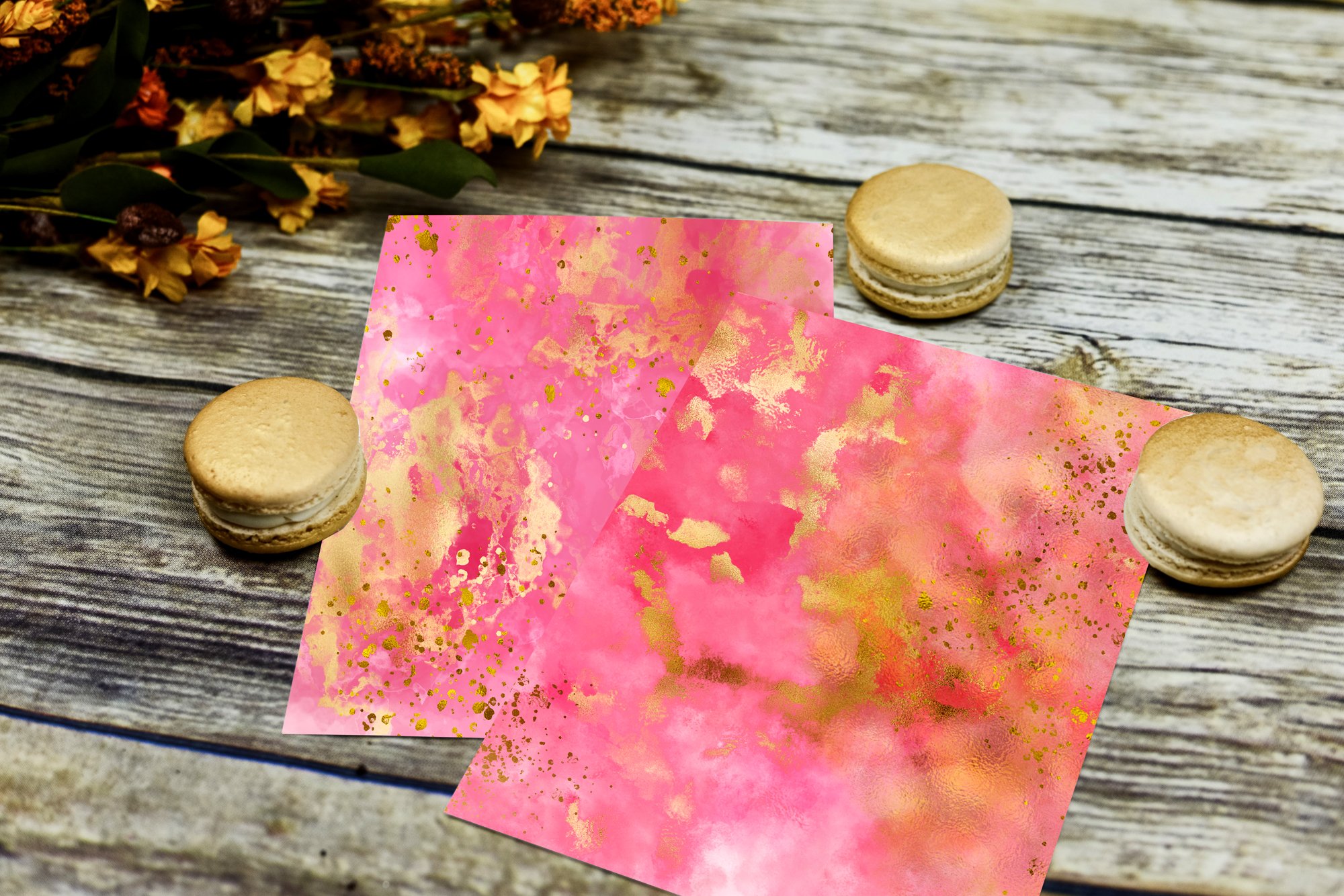 Pink and Gold Watercolor Backgrounds. Ink & watercolor art (708699 ...