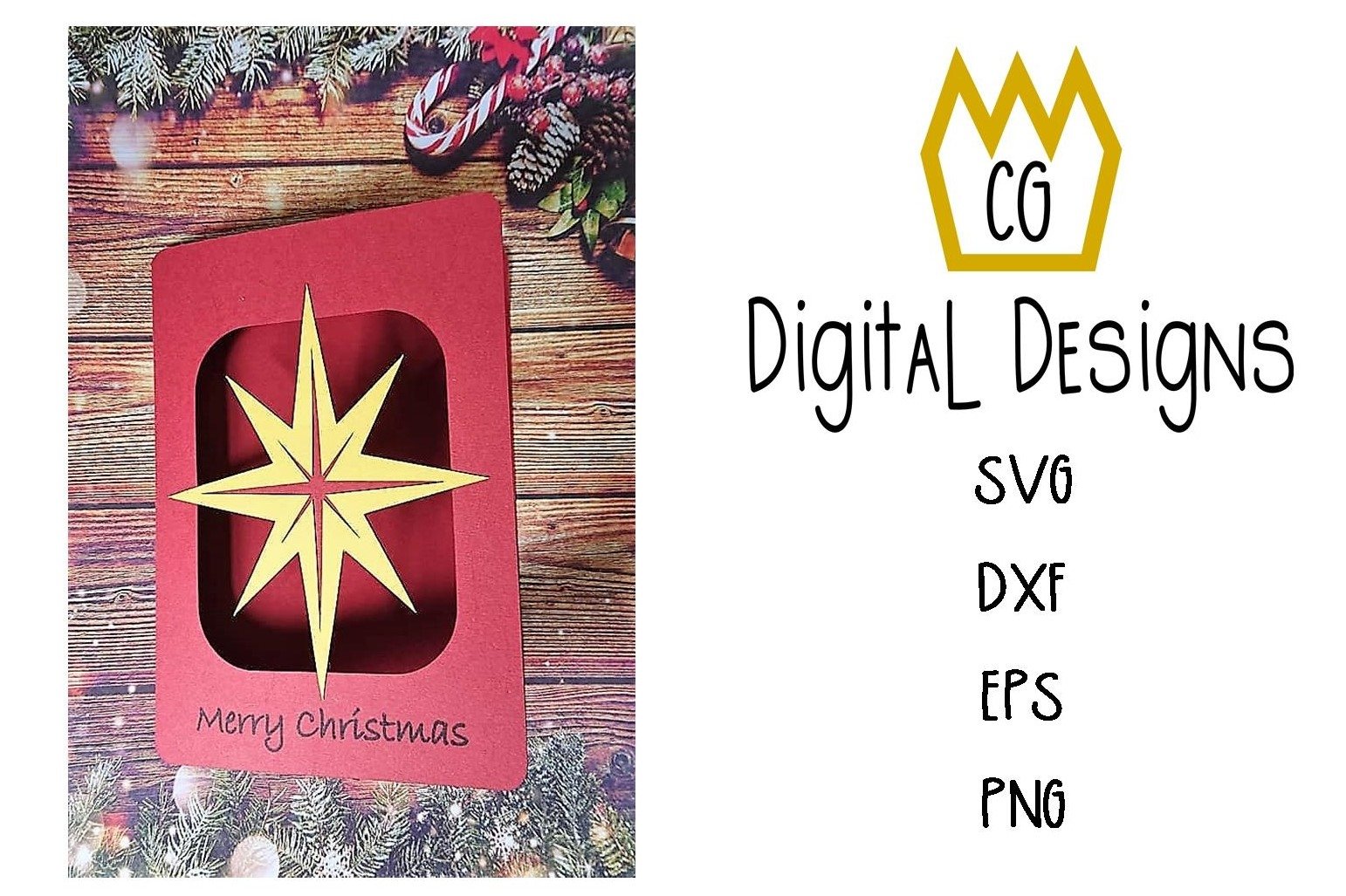 Christmas Star Card & Envelope - SVG DXF EPS PNG (1135925) | Cut Files ...