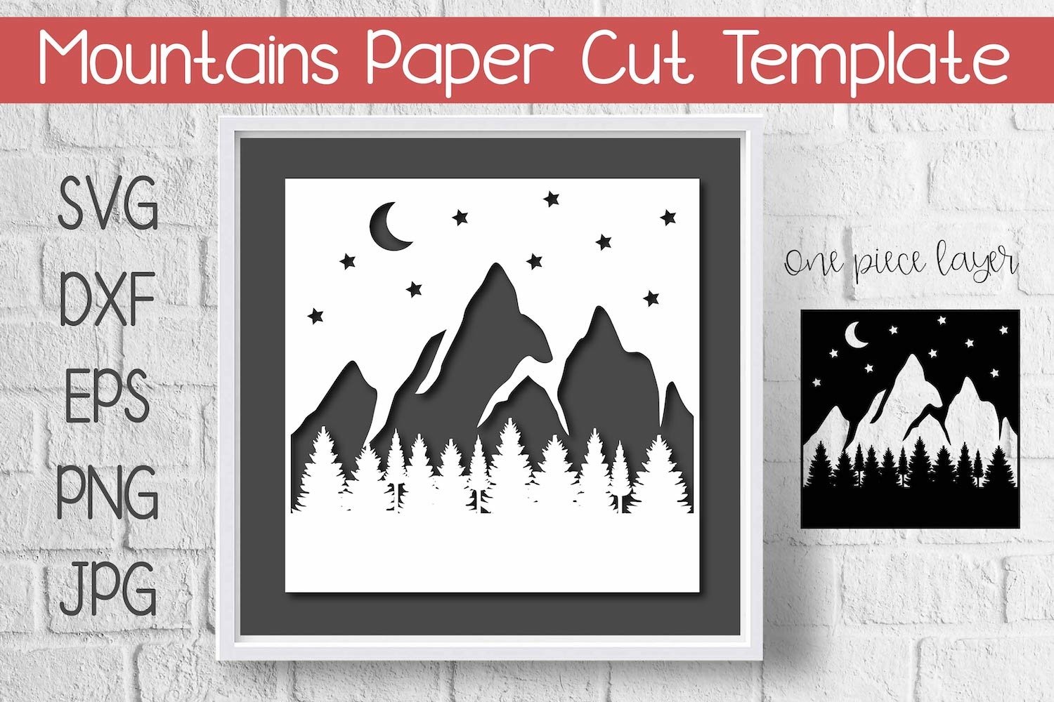 Mountain Cutout Paper Cut Template Design