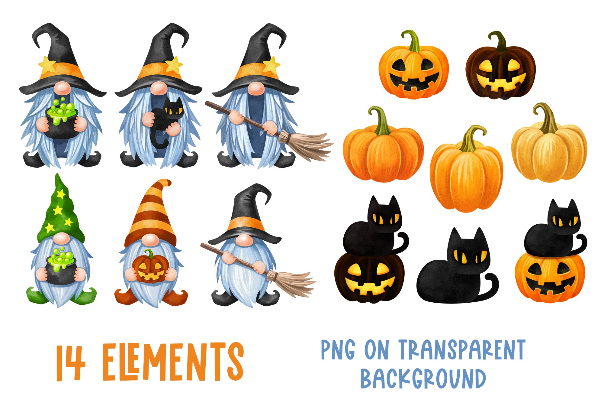 Halloween gnome clipart Watercolor gnomes sublimation bundle (933895 ...