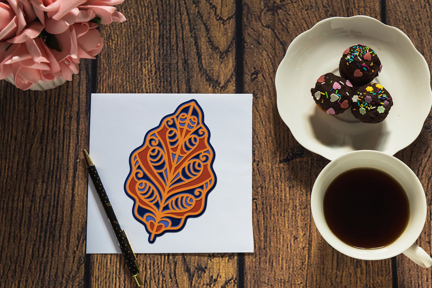 3D Zentangle Leaves - 5 Layered SVG cut files