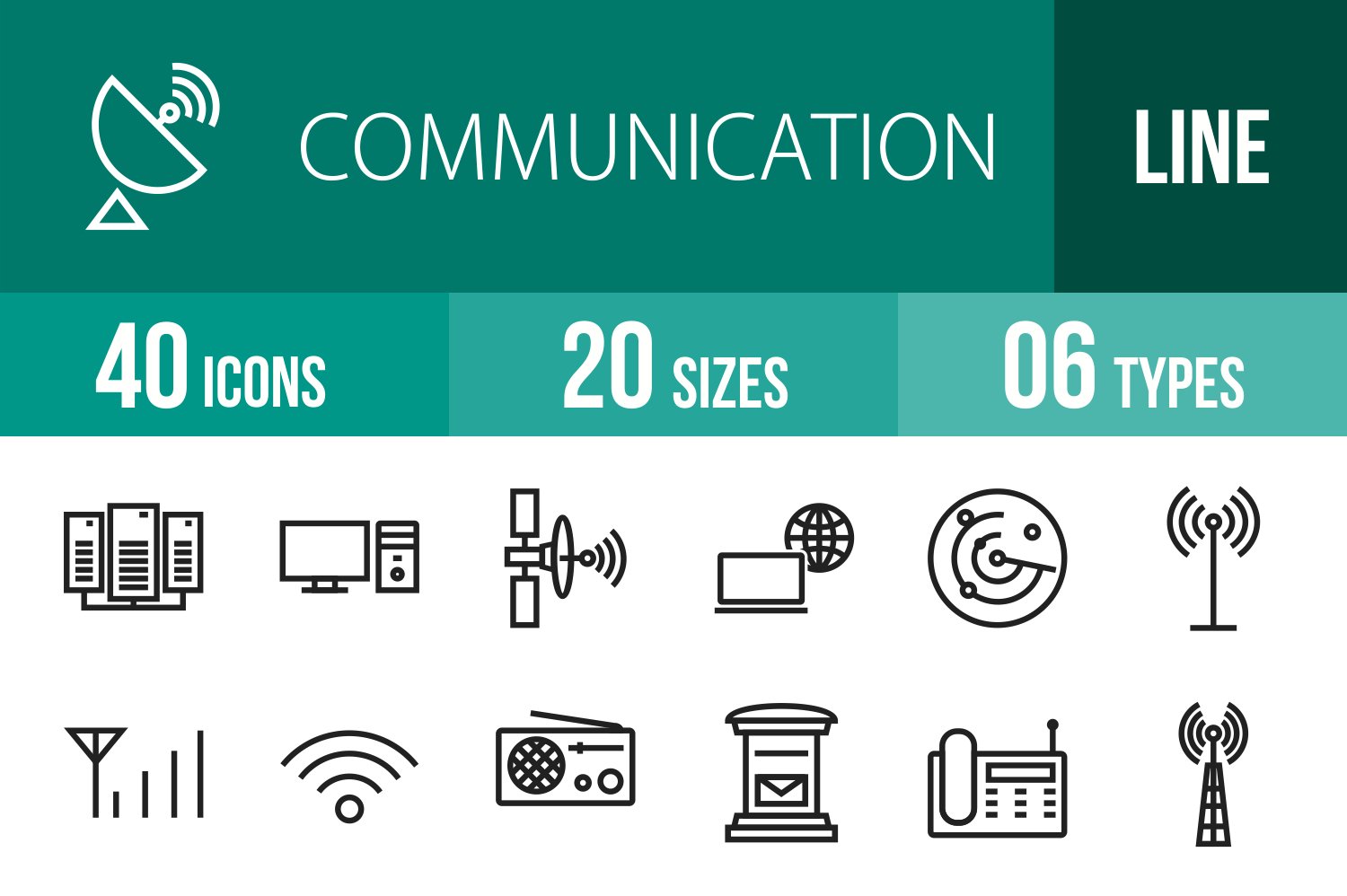 40 Communication Line Icons (41575) | Icons | Design Bundles