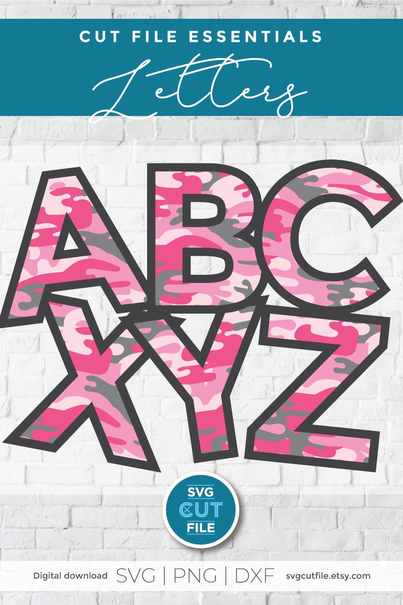 Pink camo svg, camo svg, camo letters svg, camo birthday dxf (287518 ...