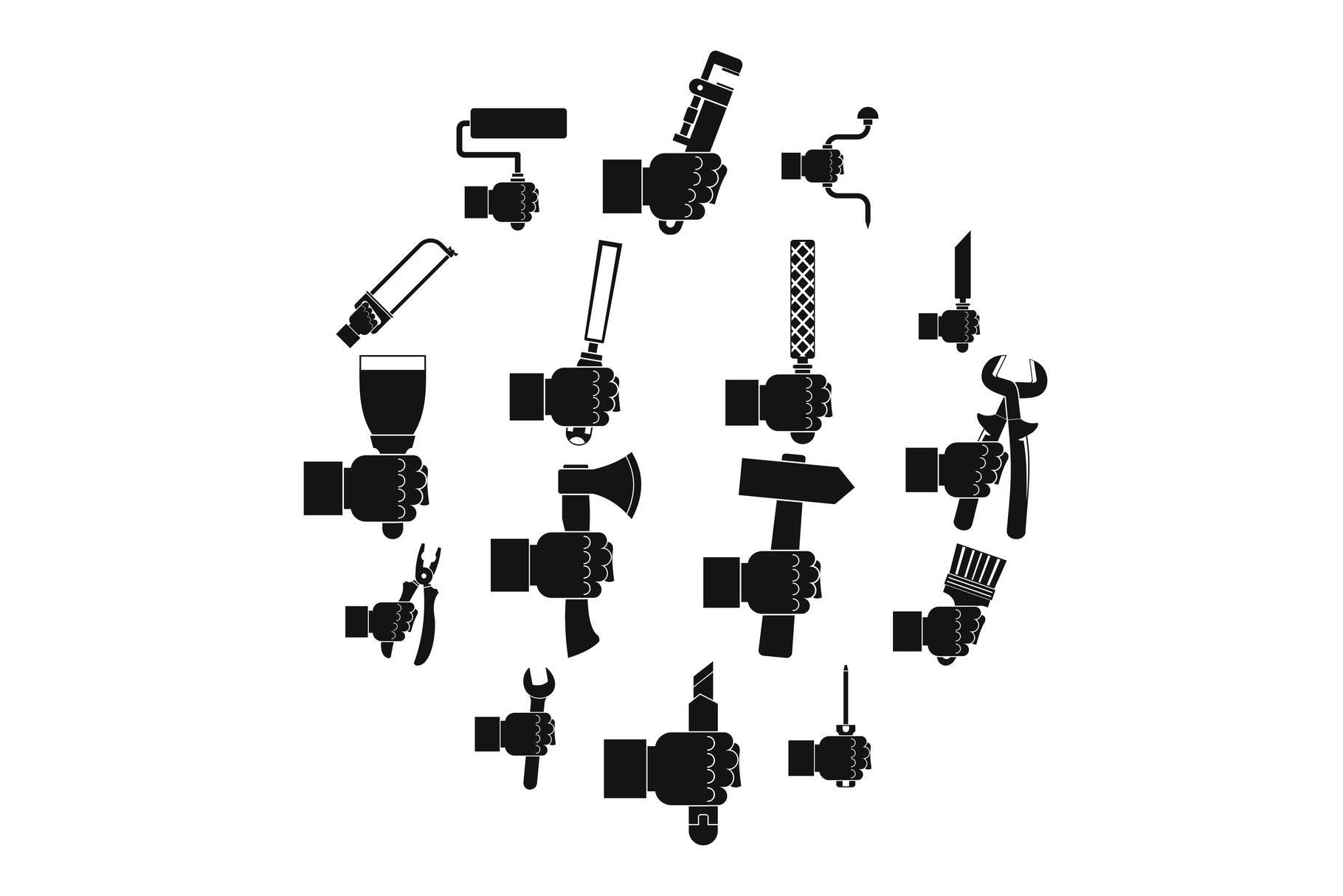 Hand tool icons set building, simple style (503428) | Icons | Design ...