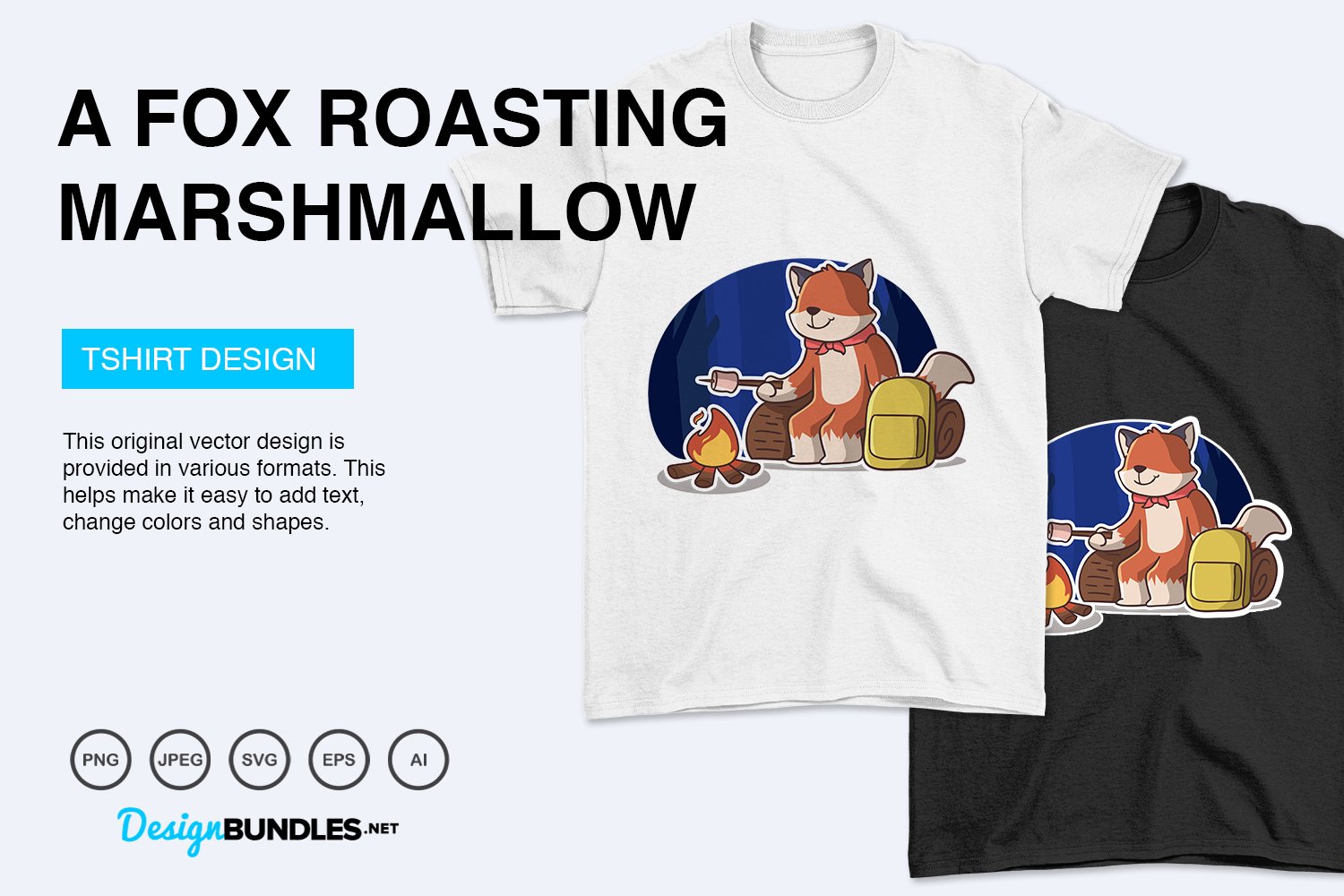 A Fox Roasting Marshmallow Vector Illustration
