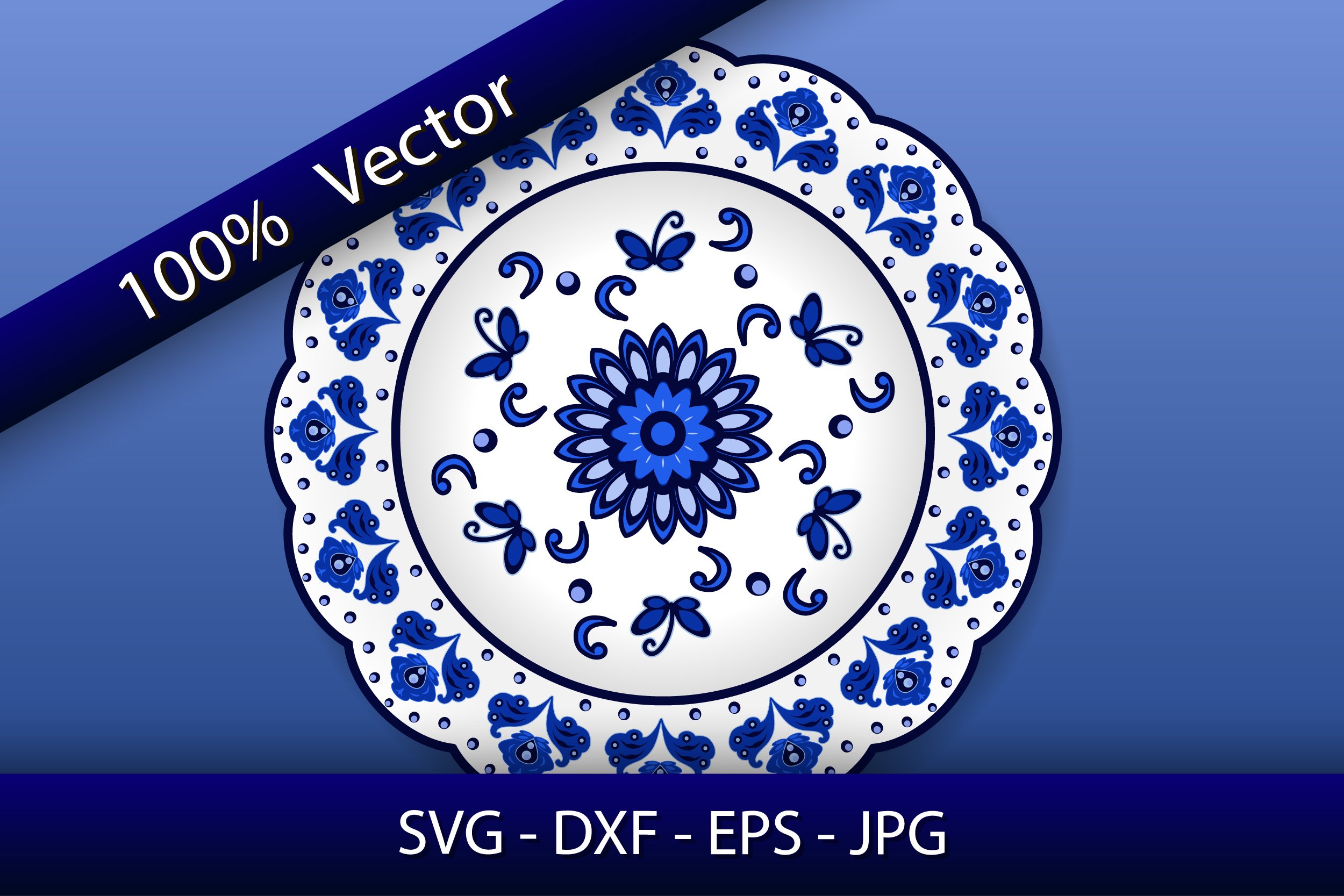 Porcelain Plate decor in Chinese style, blue on white (1001406 ...