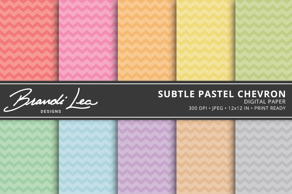 Subtle Pastel Chevron Digital Paper Pack (26943) | Backgrounds | Design ...