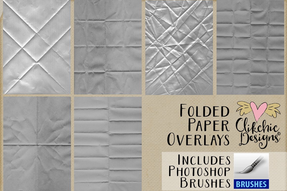 Folded Paper Textures - Paper Overlays & Photoshop Brushes (90046 ...
